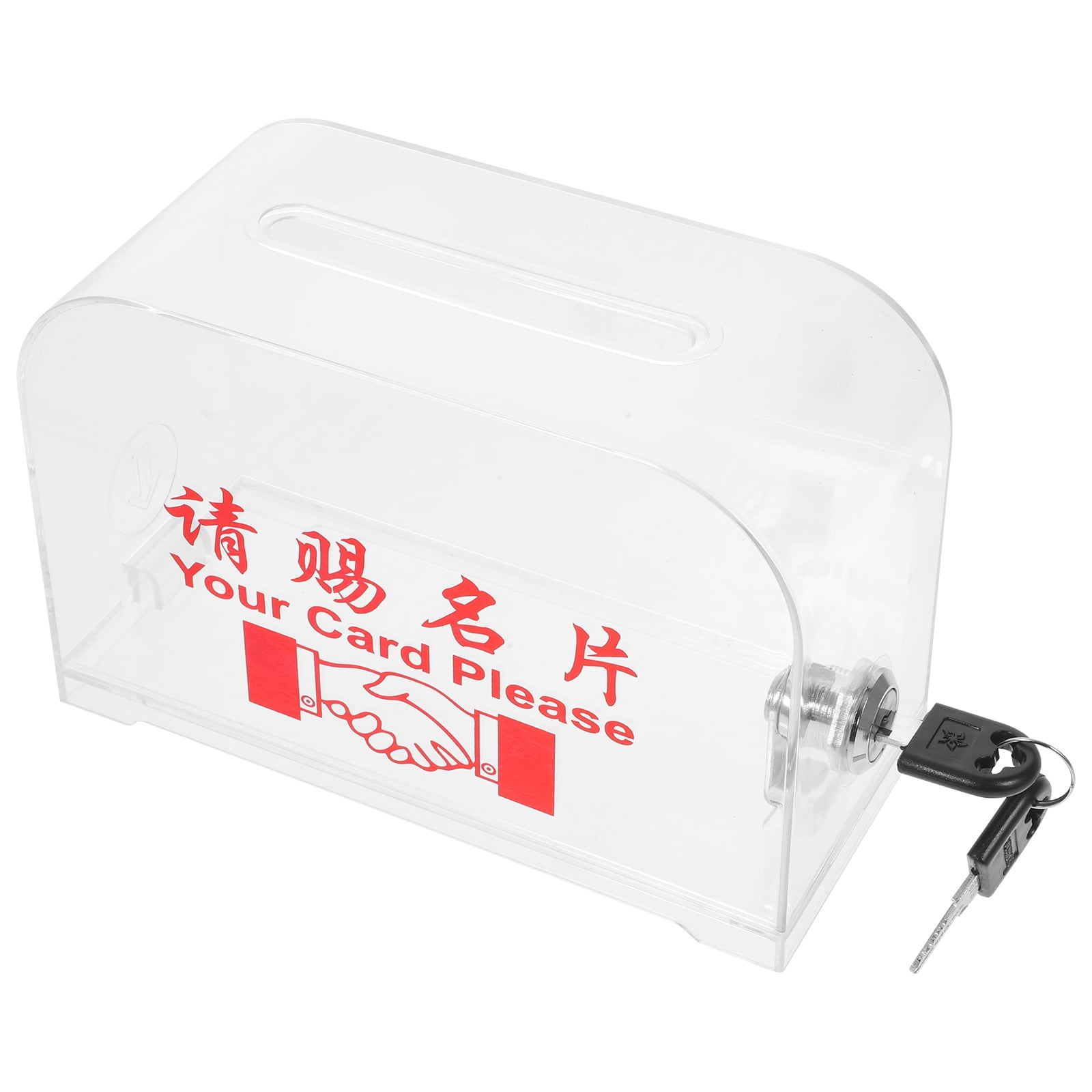 MLINS Large Capacity Lockable Plastic Business Card Box Transparent ...