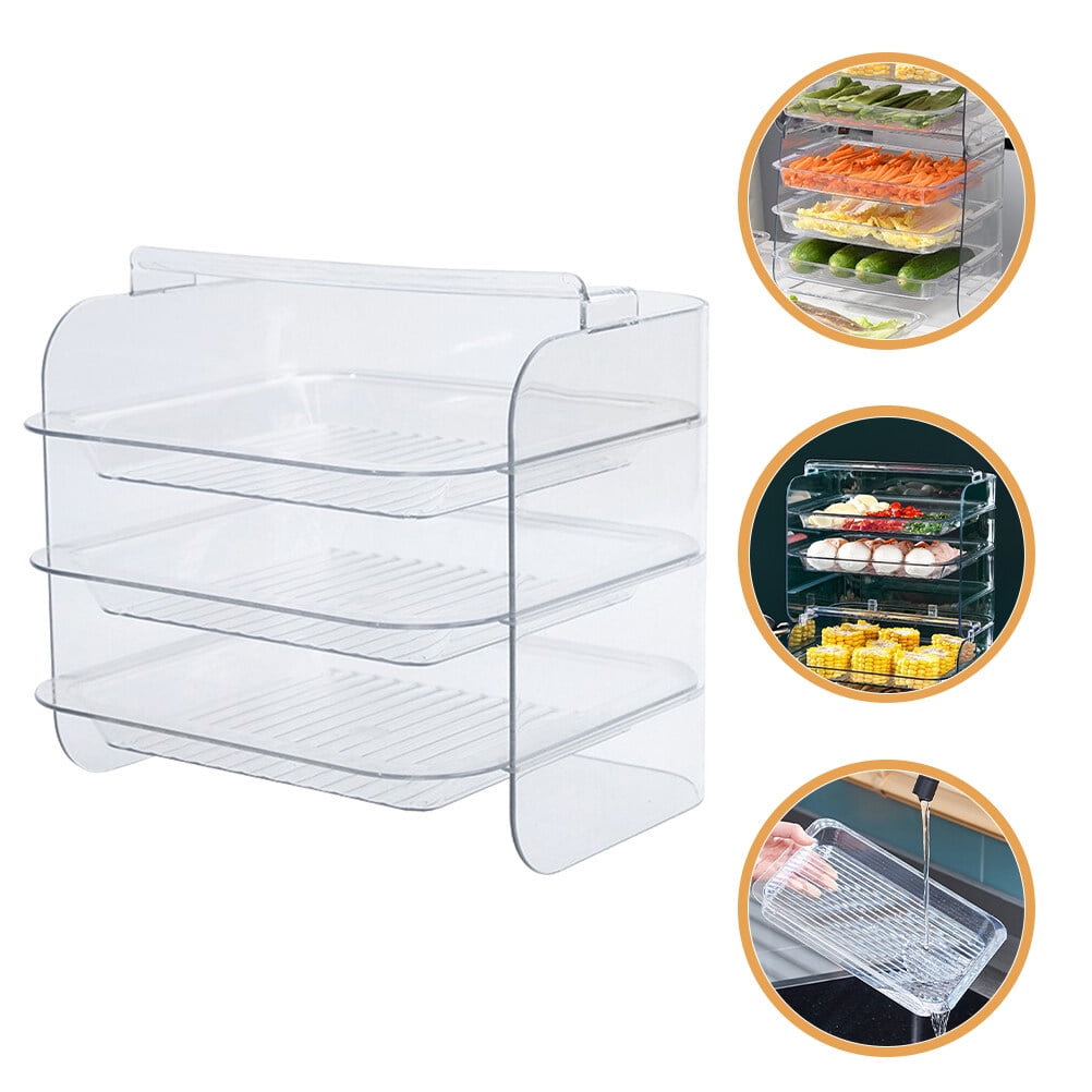 MLINS Large Three Tier Vegetable Rack Hotpot Dish Rack 22X16X19.8CM ...