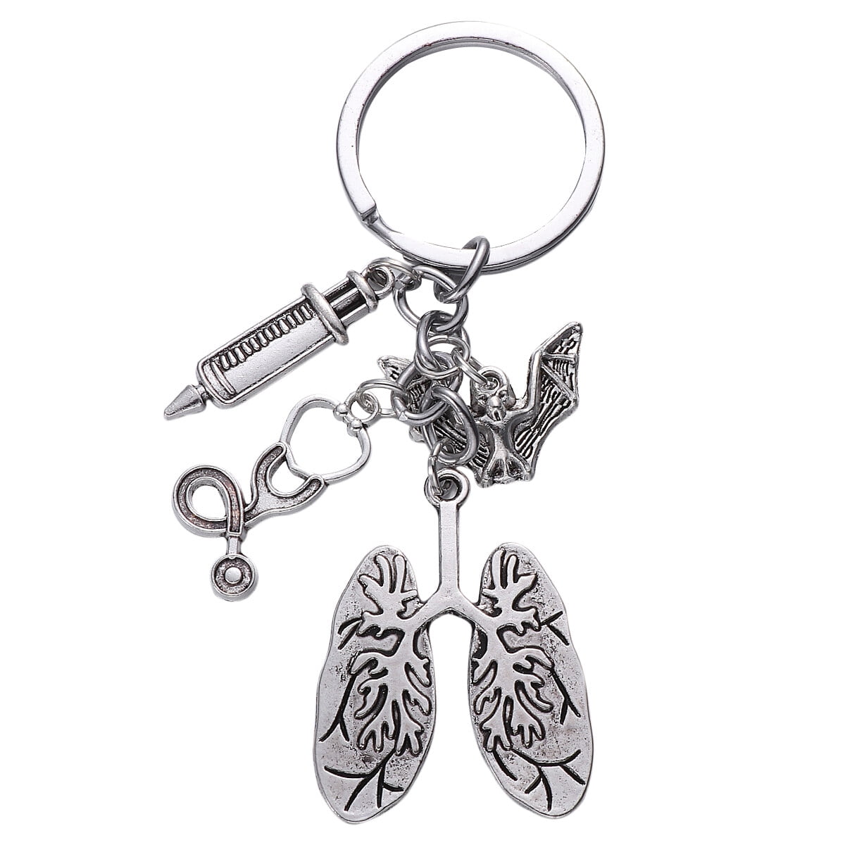 MLINS Leaves Lungs Pendant Keychains Syringe Bat Key Holder Stethoscope ...