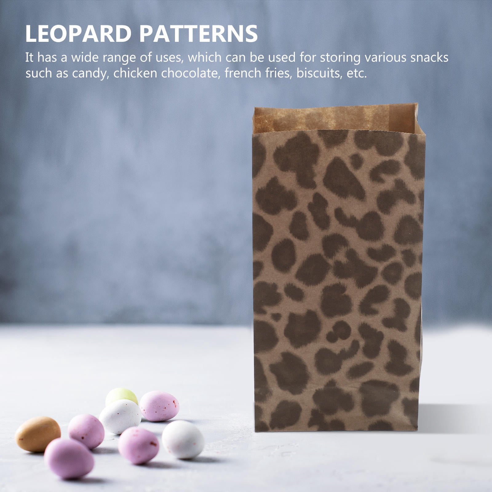 AURARMLET Printed Bag Leopard for Party and Holiday 50Pcs 9.04X4.72X2 ...