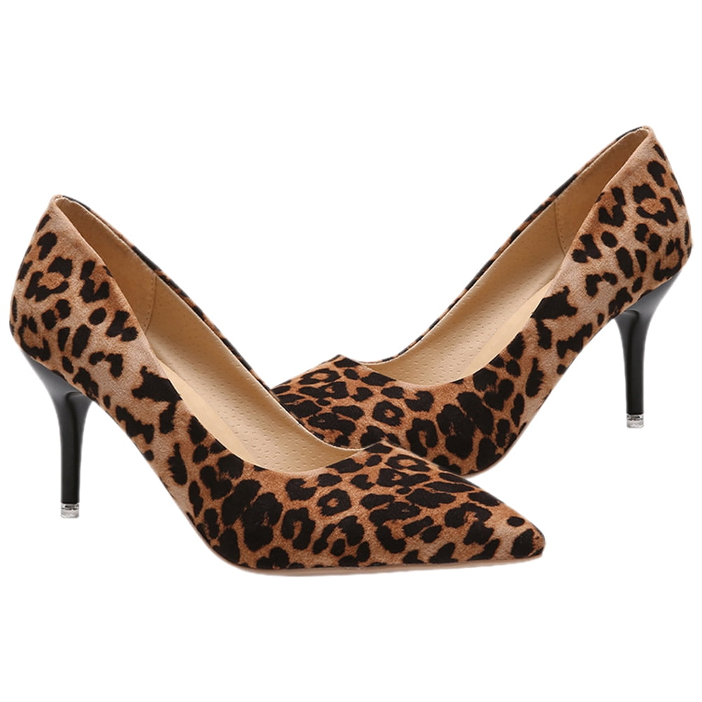 MLINS Leopard Print High Heel Women Pumps with Pointed Toe Design for ...