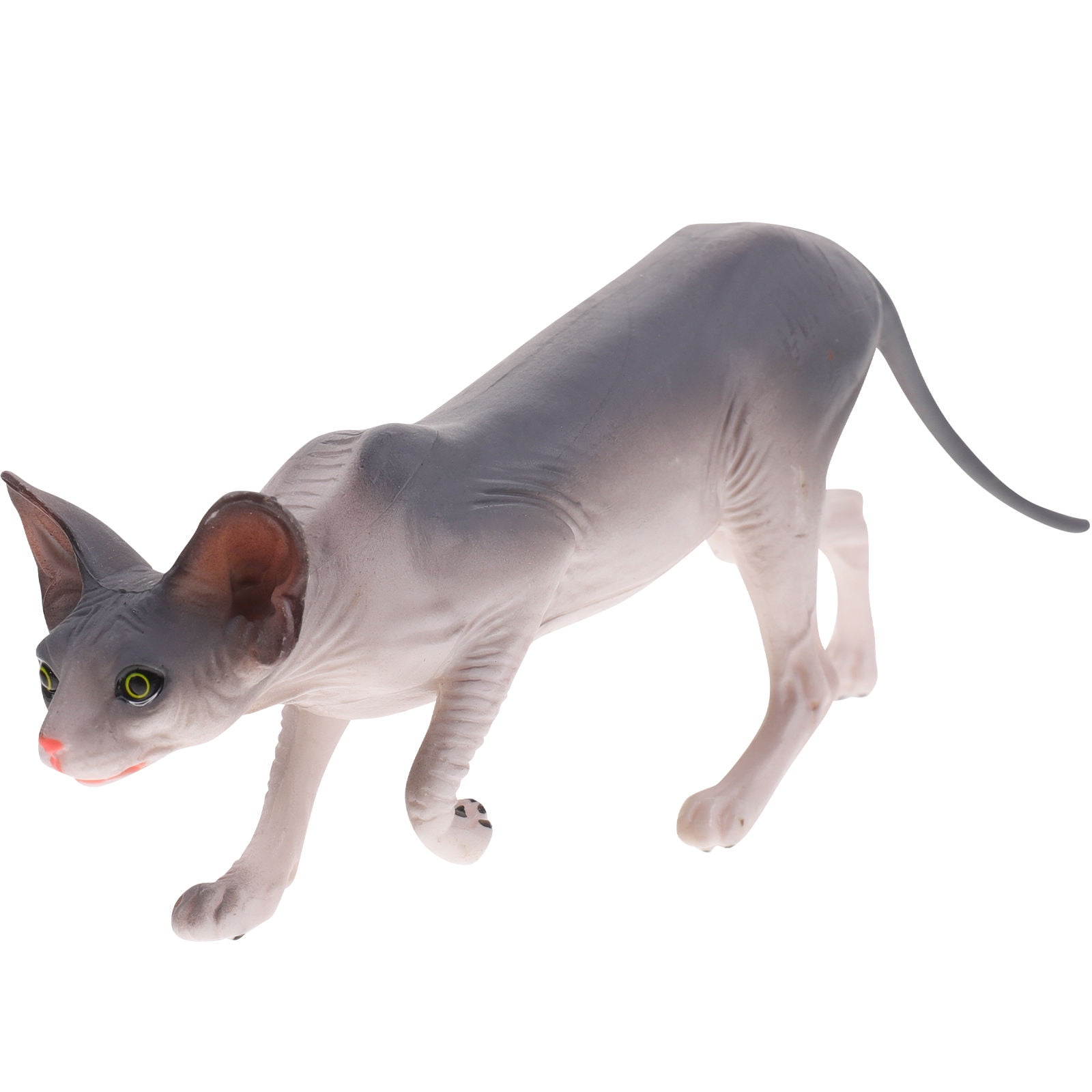MLINS Lifelike Cat Statue for Kids Playing Grey Plastic Miniature Cat ...