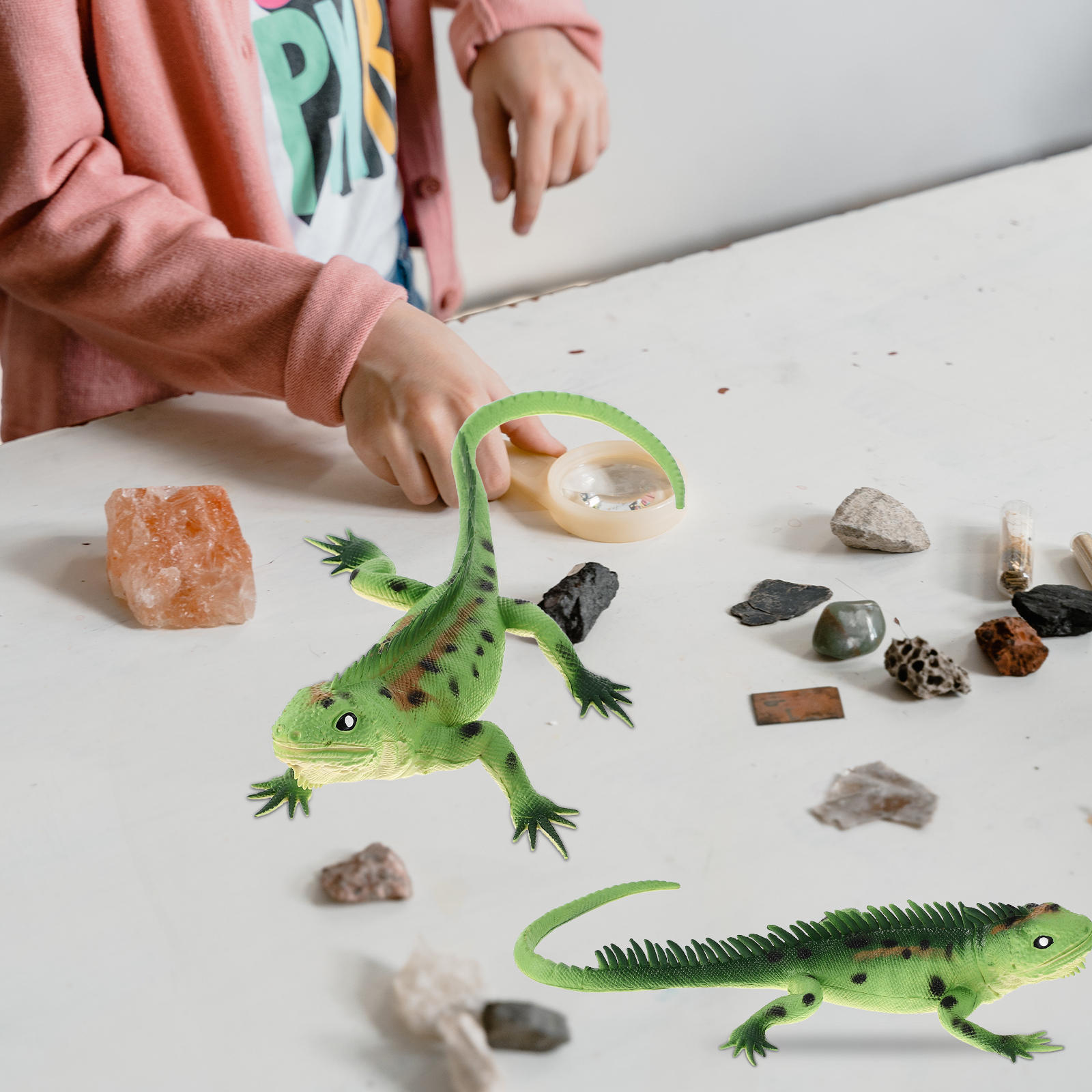 MLINS Lizard Figurine 2Pcs Sounding Lizard Toy for Children's ...