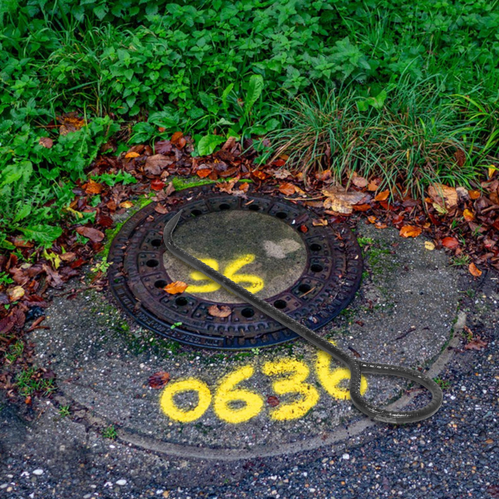 MLINS Manhole Cover Hook Tool for Lifting Heavy-Duty Manhole Lifter and ...