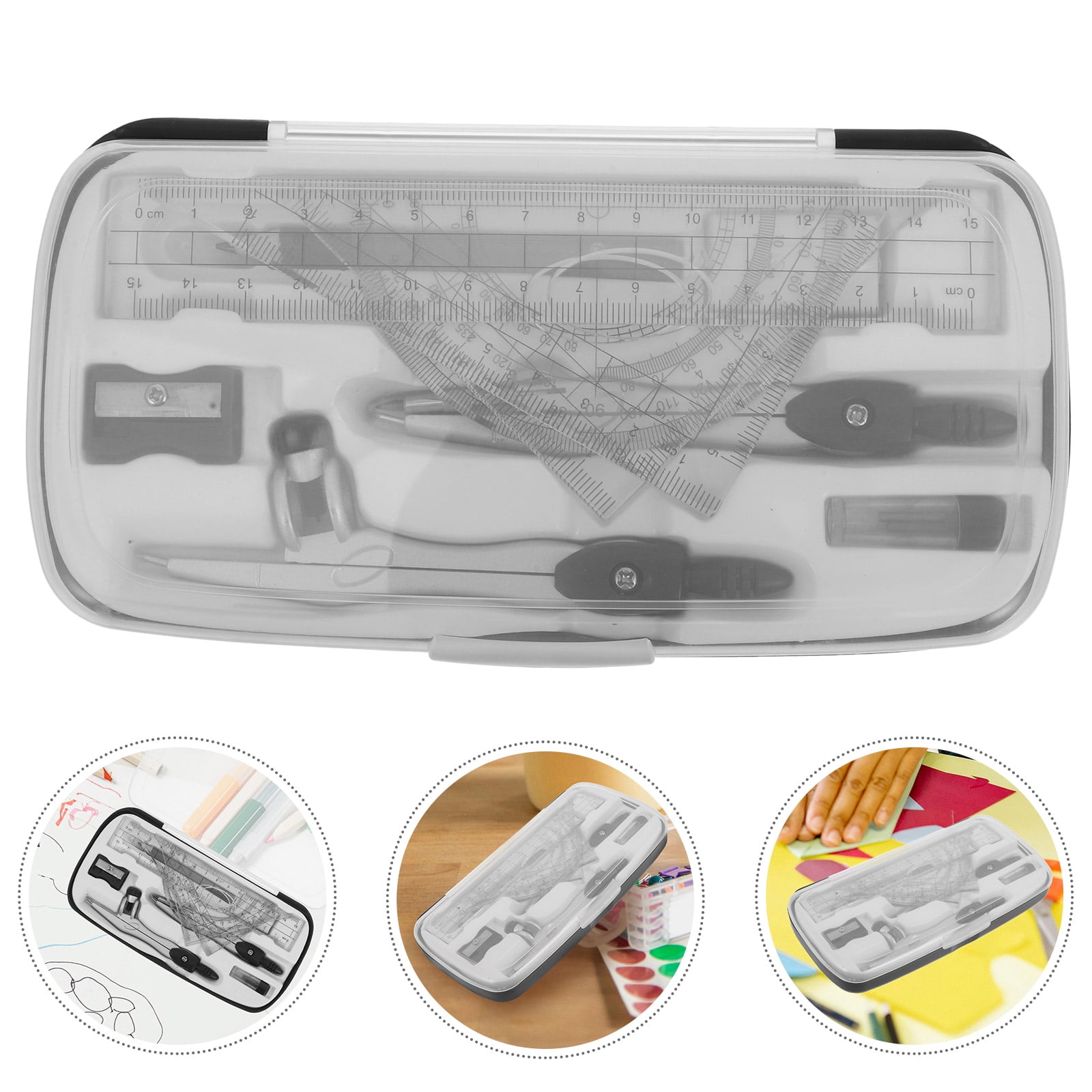 MLINS Math Compass Set for Students with Protractor Ruler Portable ...