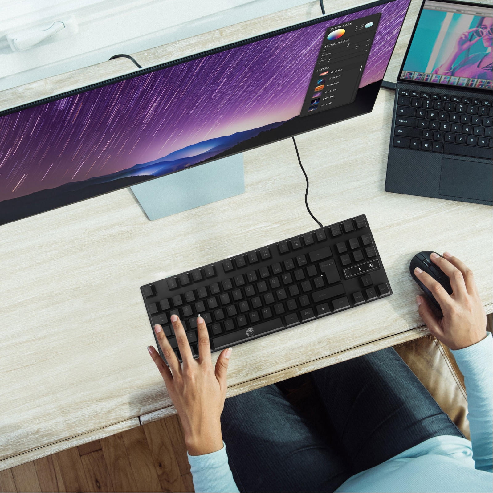 MLINS Mechanical LED Gaming Keyboard Colorful Computer Caps Keyboards ...