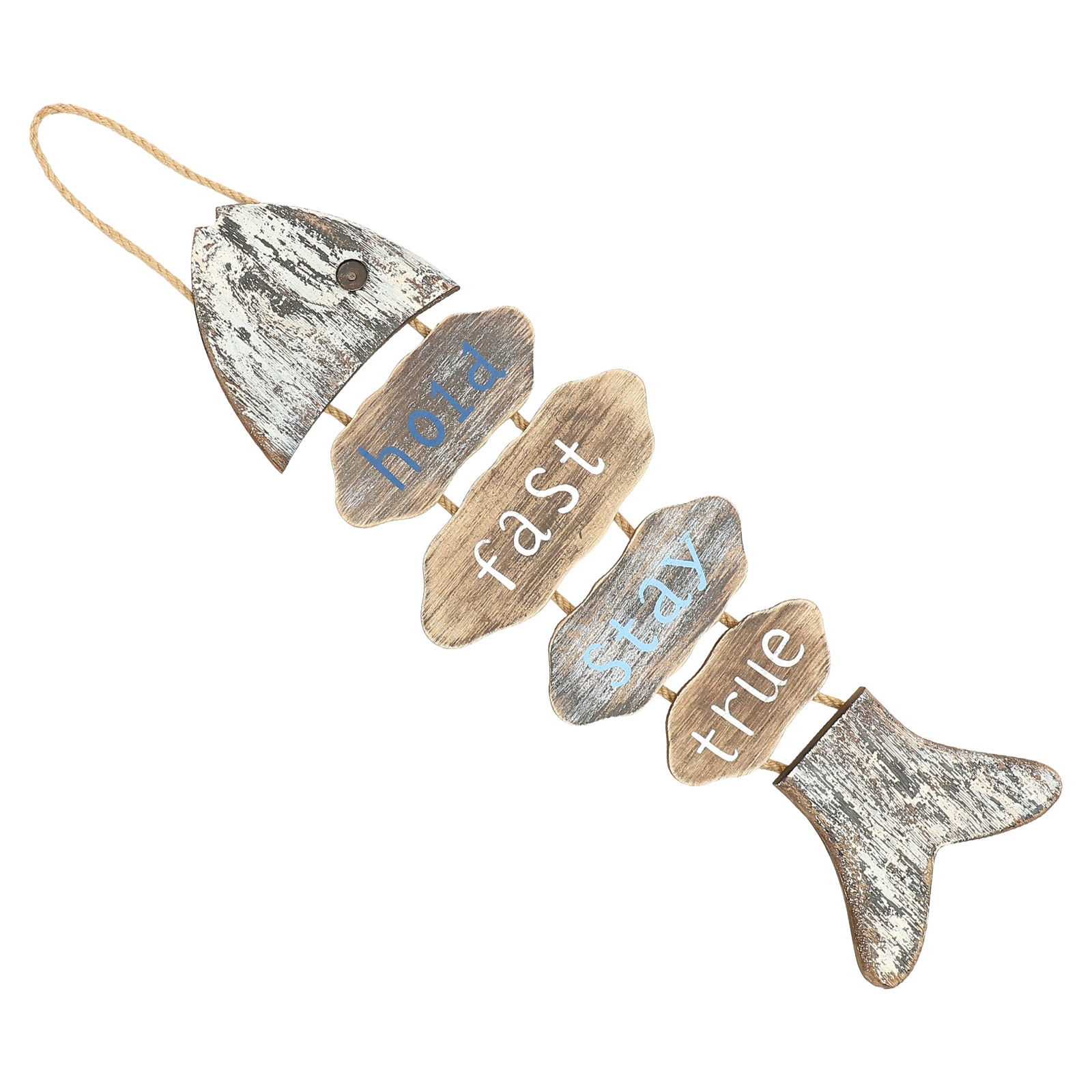 MLINS Mediterranean Style Wooden Fish Welcome Sign with Rope for Wall ...