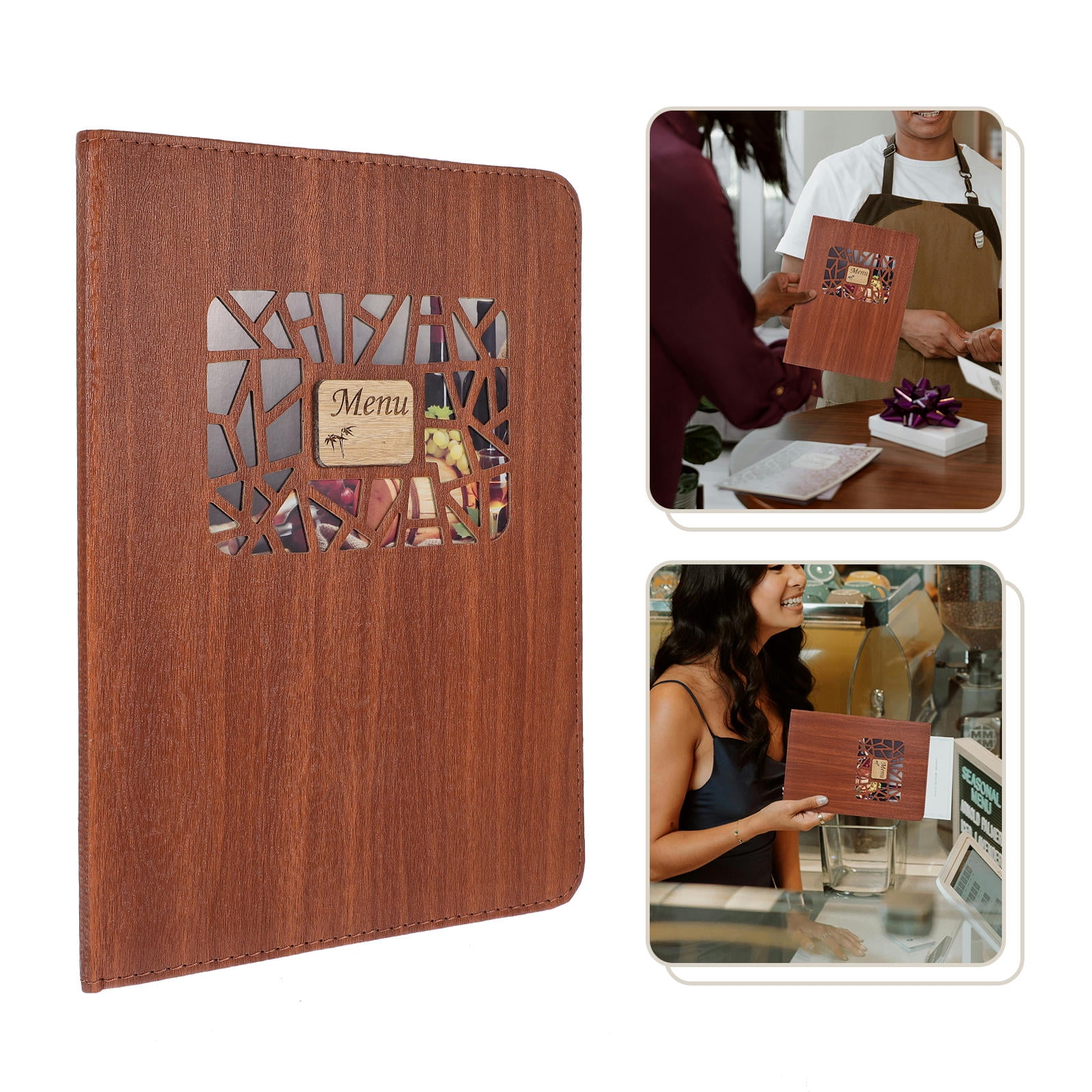 MLINS Menu Cover Leather Menu Holder Double Views Table Menu Cover for ...