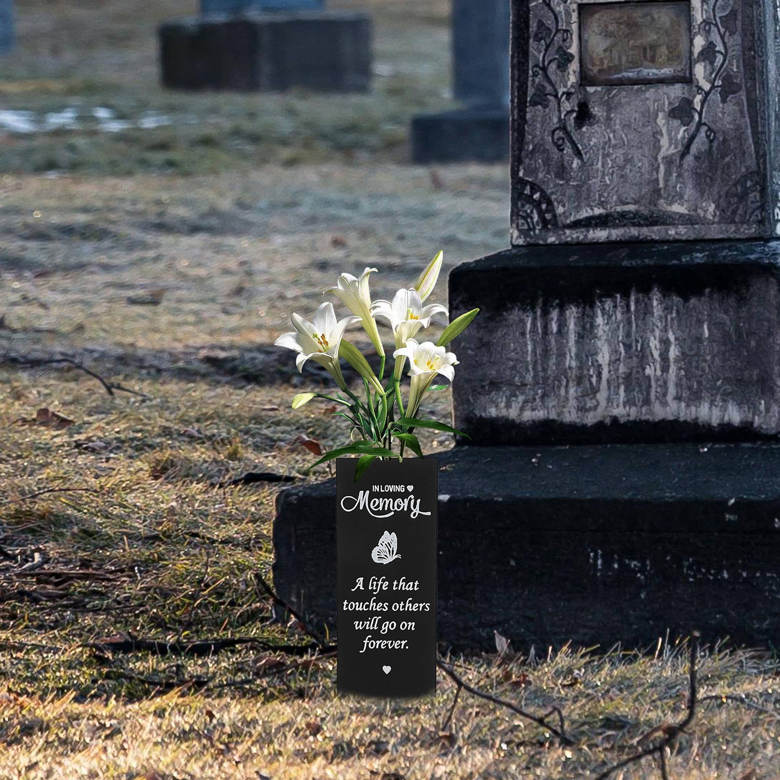 MLINS Metal Grave Vases with Spikes Cemetery Flower Vases for Grave ...