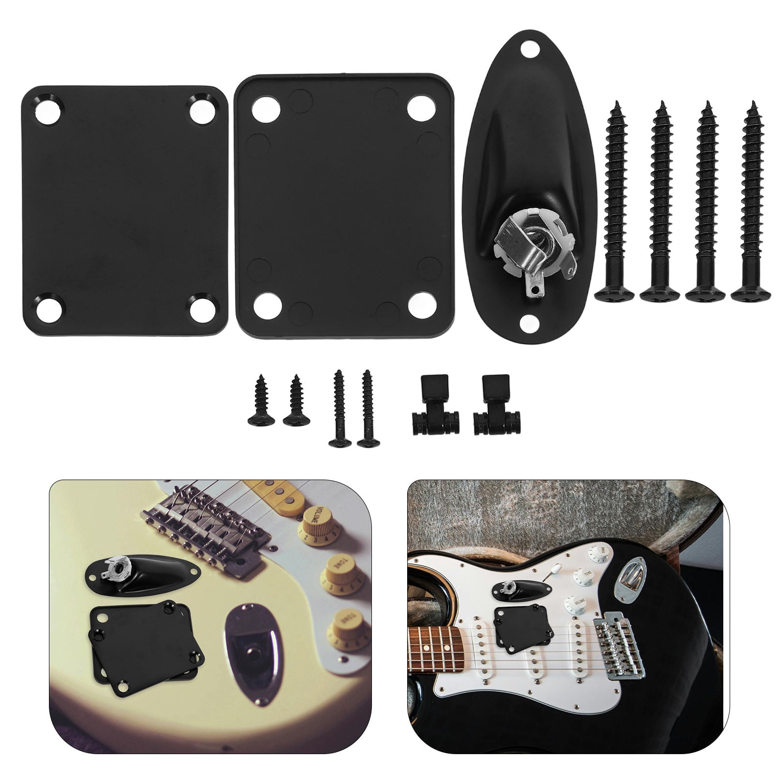 MLINS Metal Pickup Jack Plates Fittings for Guitar Black Screws Input ...