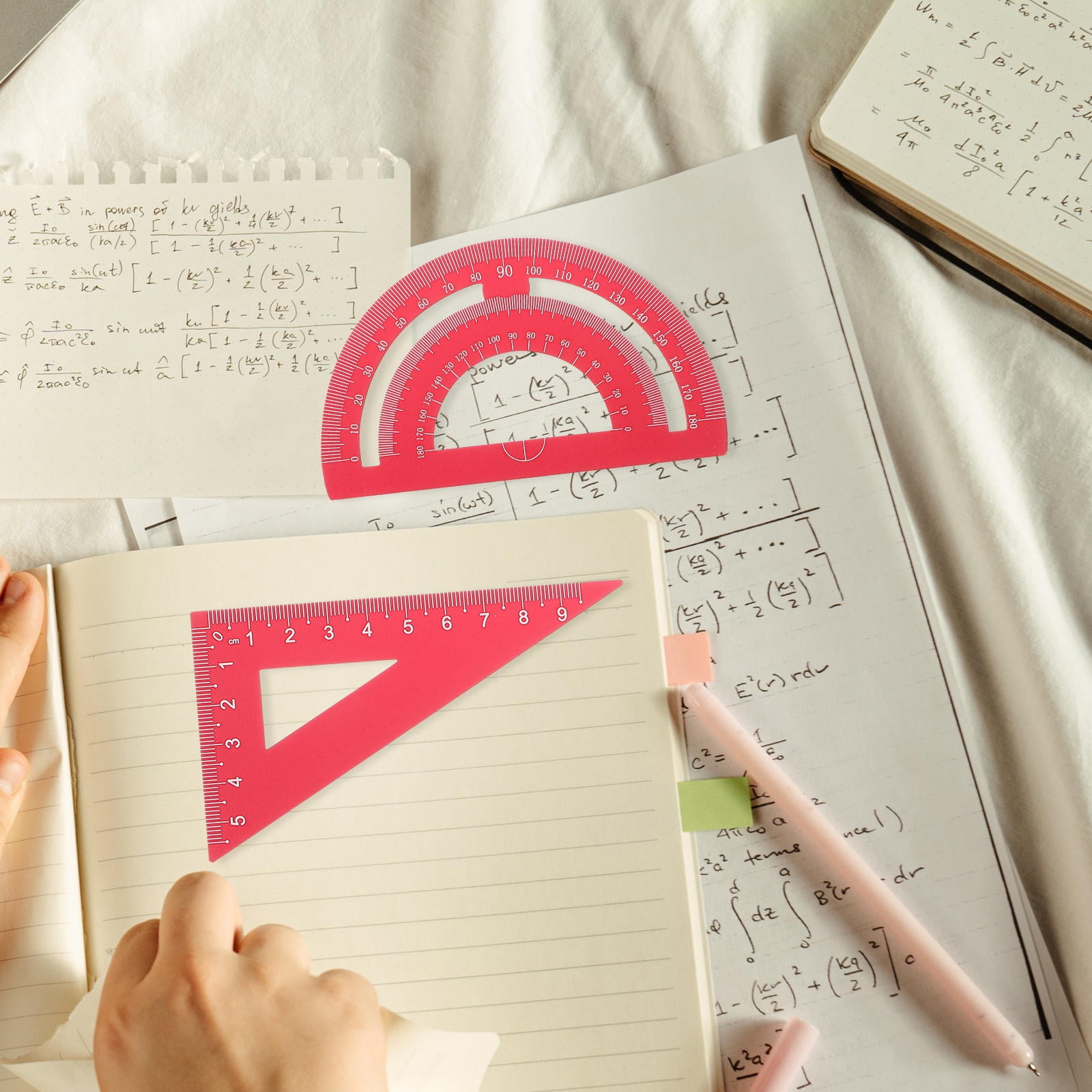 MLINS Metal Ruler Set Math Kit Metric Triangle Drafting Student Office ...