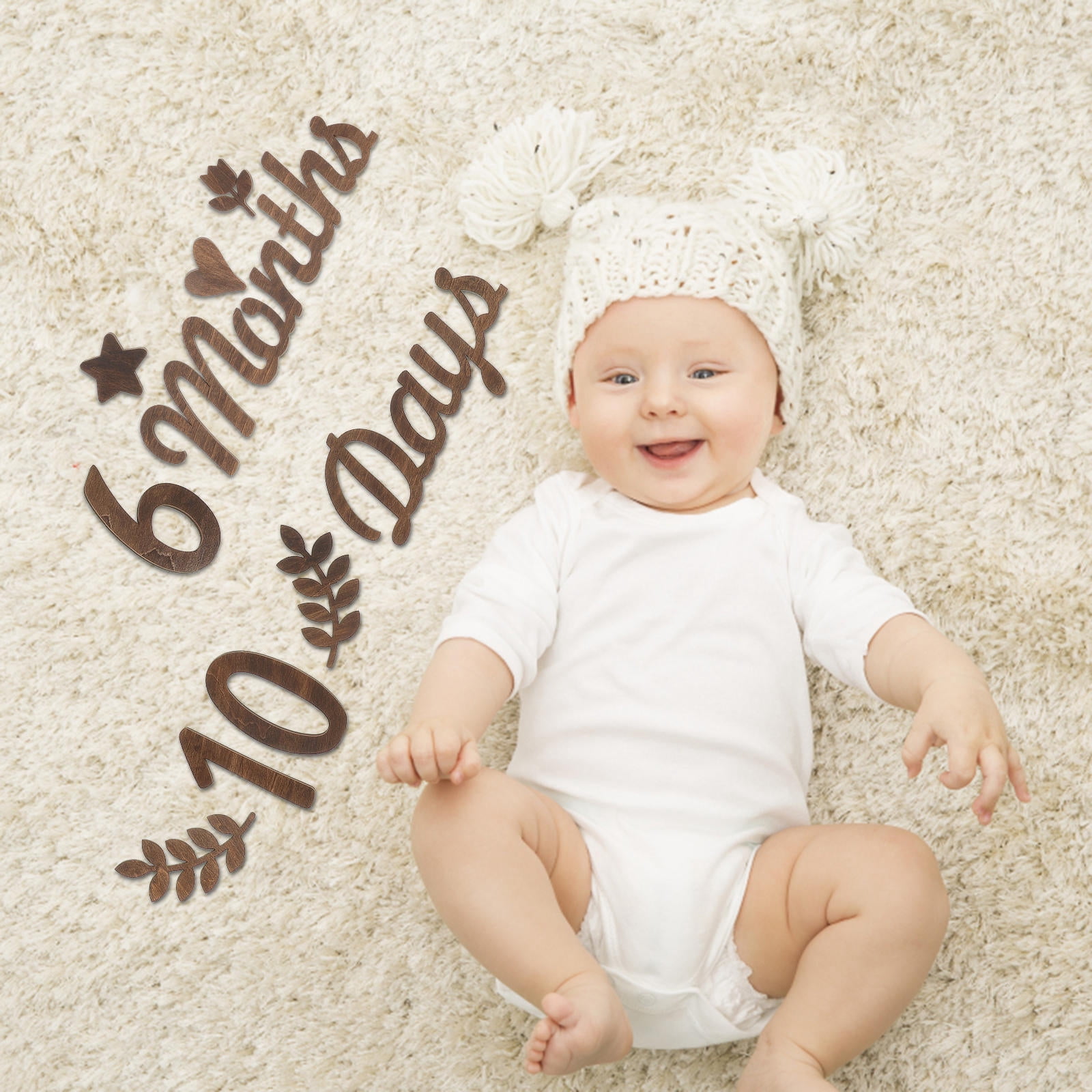 MLINS Milestone Baby Wooden Month Plate Sign Photo Props Newborn ...