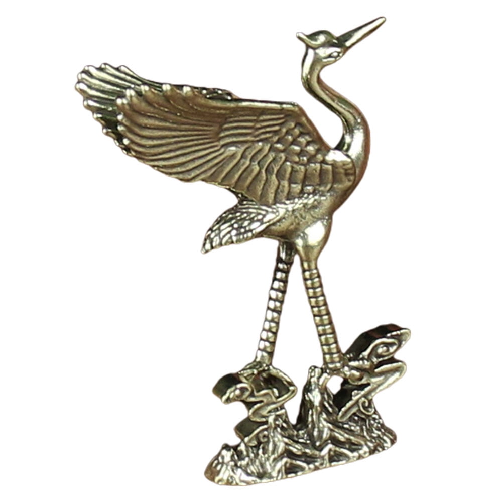 MLINS Mini Crane Figurine Brass Crafts Decor Desktop Crane Statue Desk ...