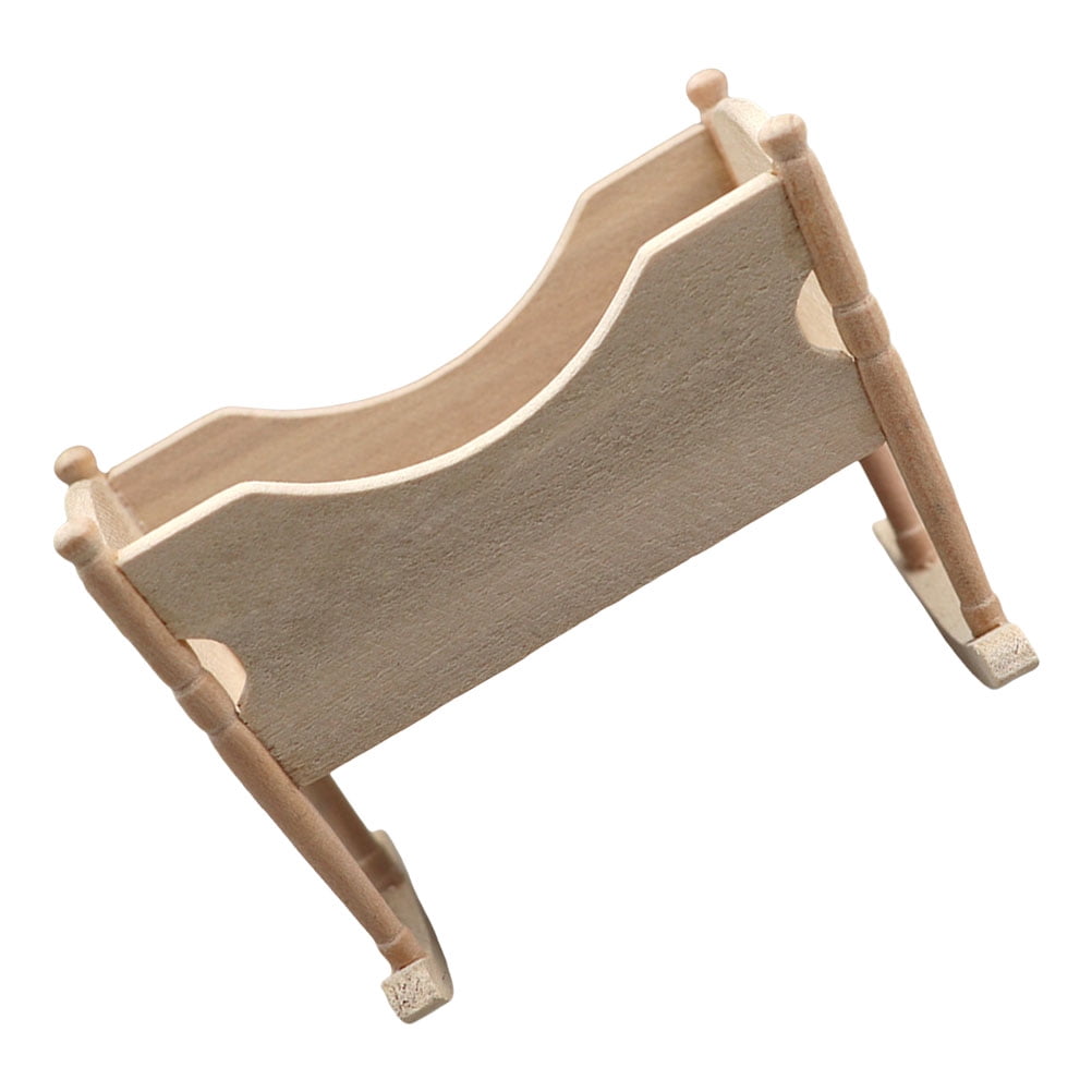 MLINS Mini House Small Cradle Dollhouse Wood Cradle Tiny Little Baby ...