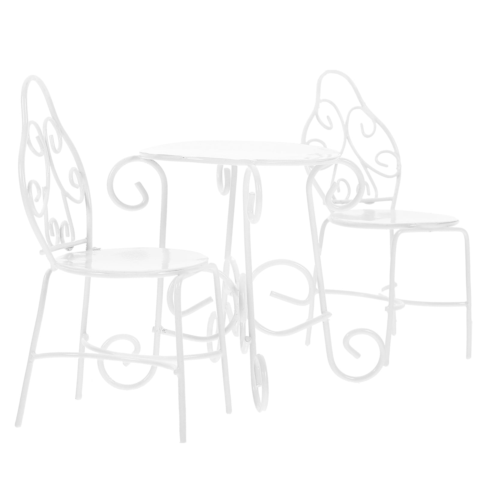 MLINS Mini Iron Tea Table and Chairs 9.50X9.50X7.50CM White - Walmart.com