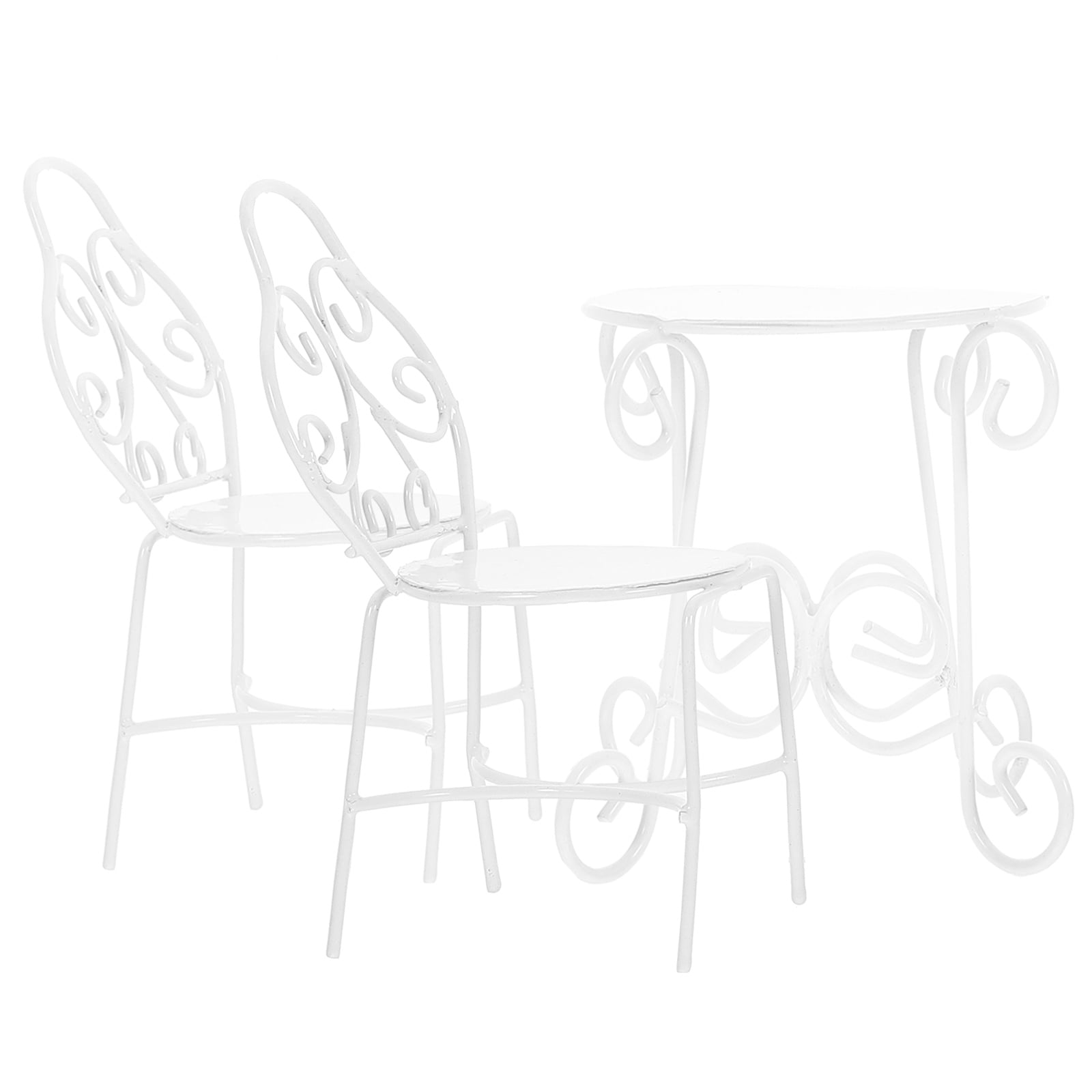 MLINS Mini Iron Tea Table and Chairs Dolls House Furniture for Tables ...