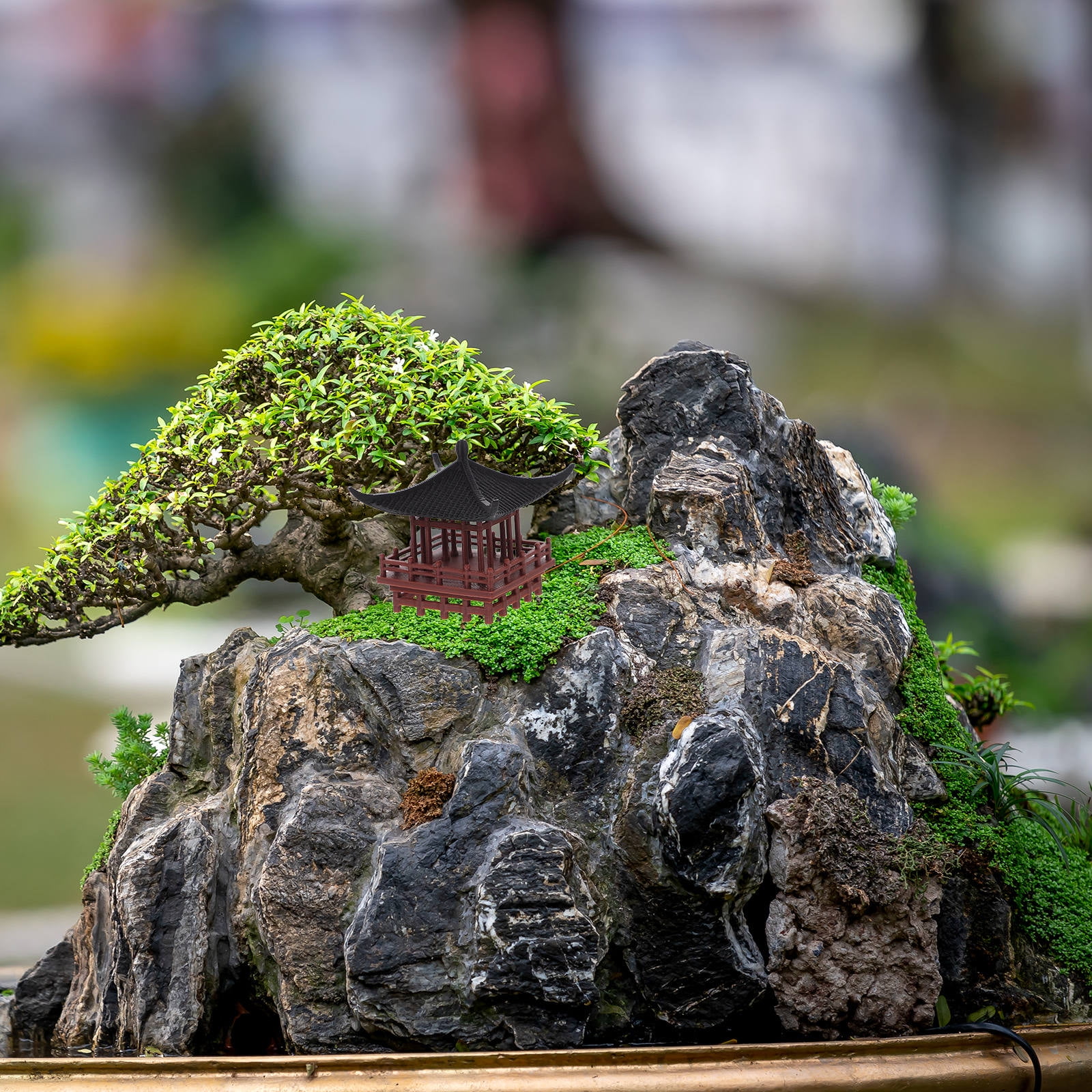 MLINS Mini Pagoda Statue Miniature Pavilion Sculpture for Home Office ...