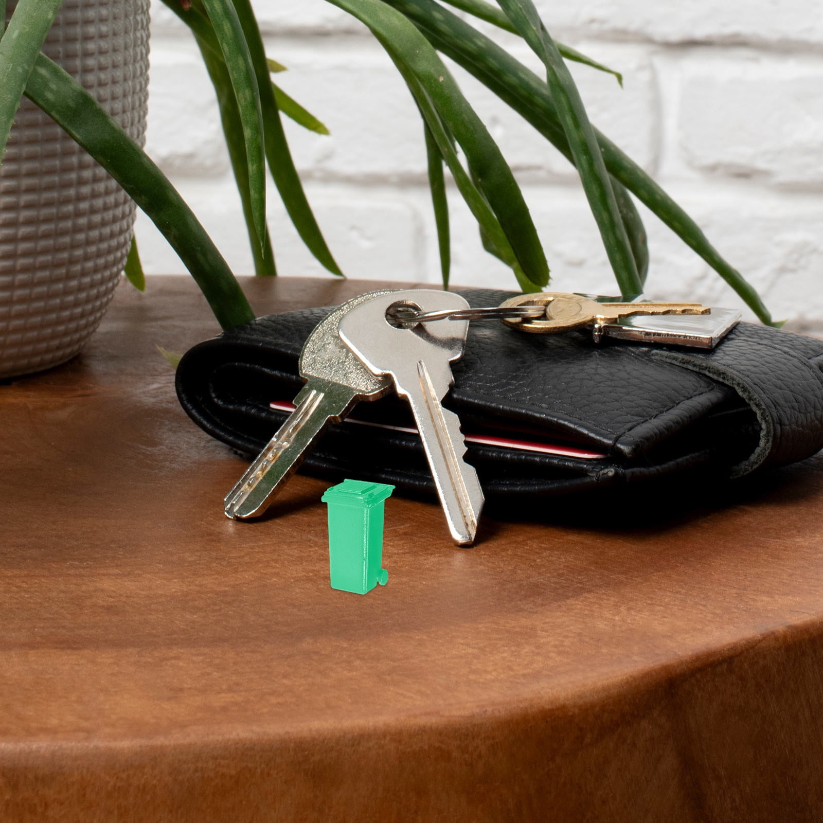 DINHEAROM Miniature Micro Landscape Bin Miniature Trash Can Green Alloy ...