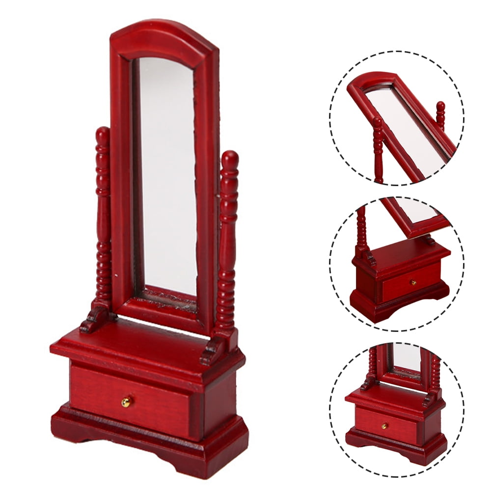 MLINS Mini Wooden Dressing Mirror Full-length Mirror Model Mini House ...