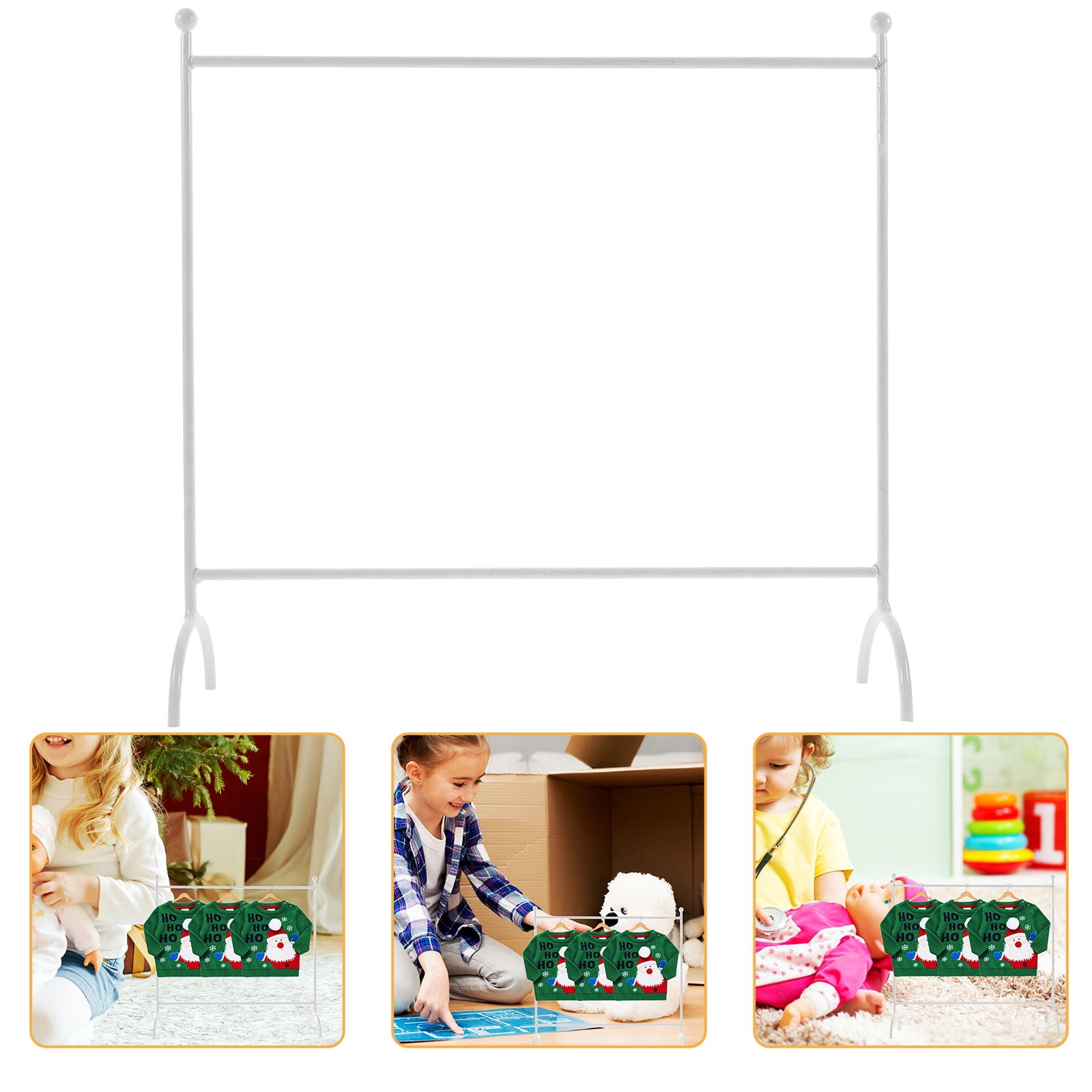 MLINS Miniature Hanger Rack Furniture Stand for Doll Clothes Baby White ...