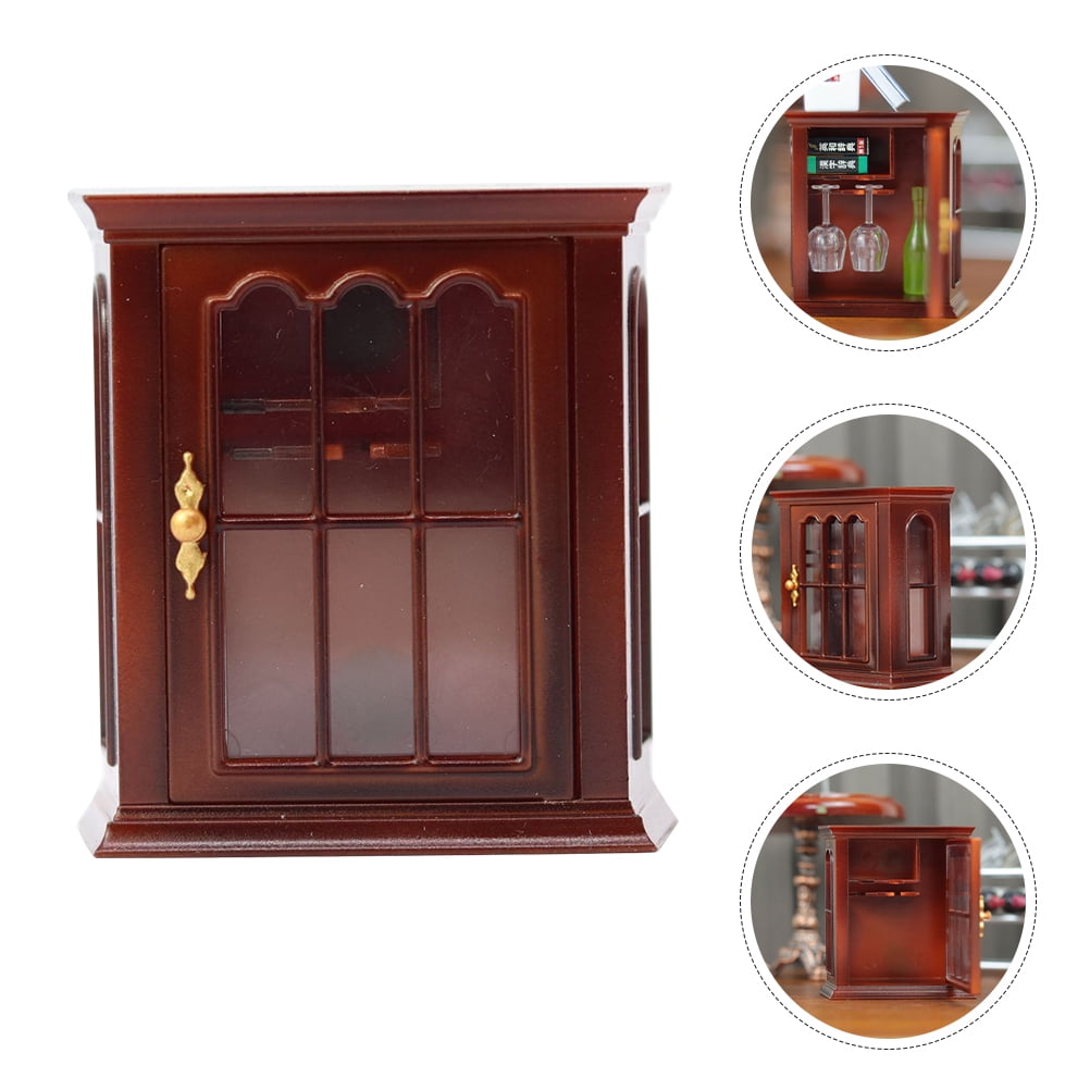 MLINS Miniature Wall Cabinet Model Dollhouse Furniture Girls Brown ...