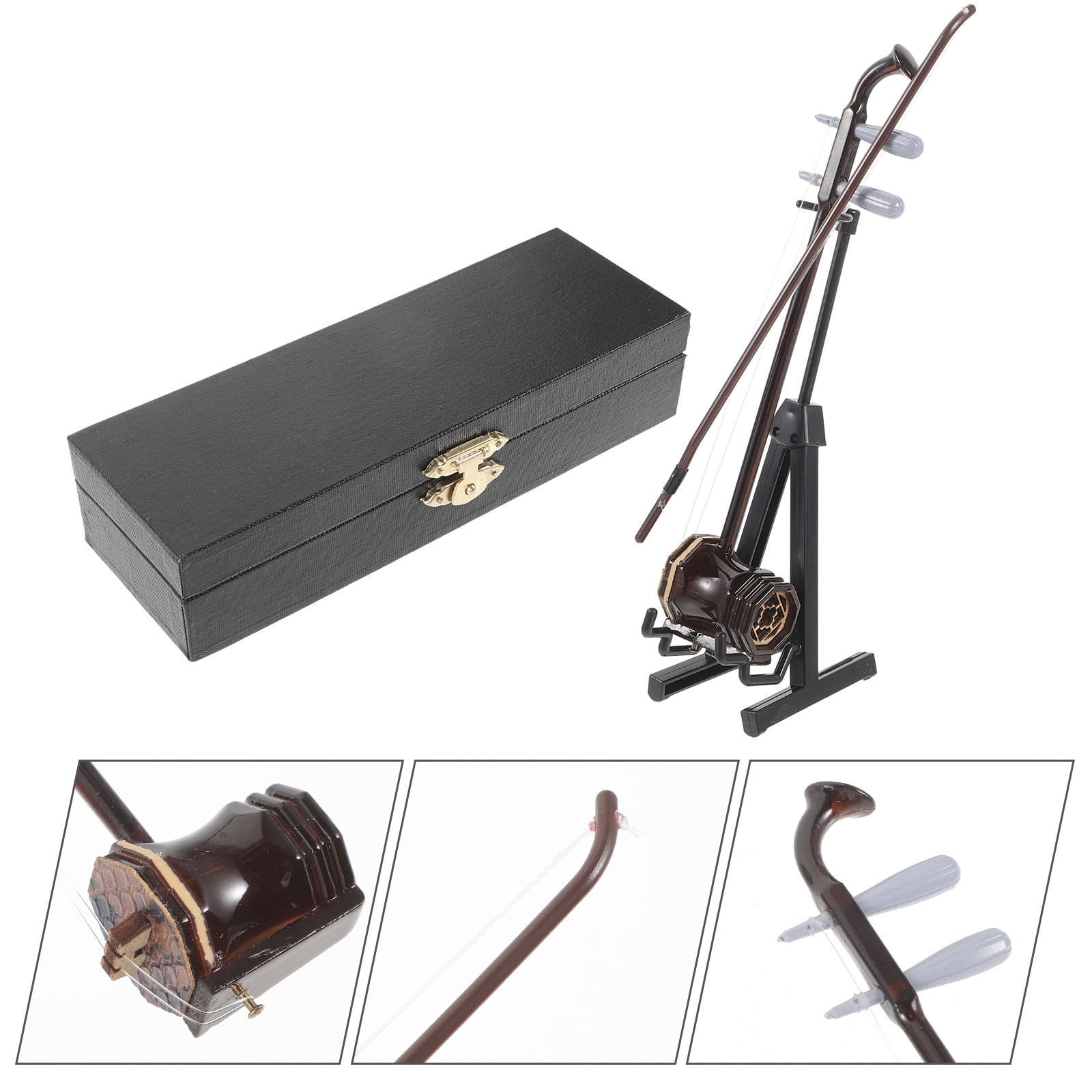 MLINS Miniature Wooden Erhu Musical Instrument Model Mini Erhu Ornament ...