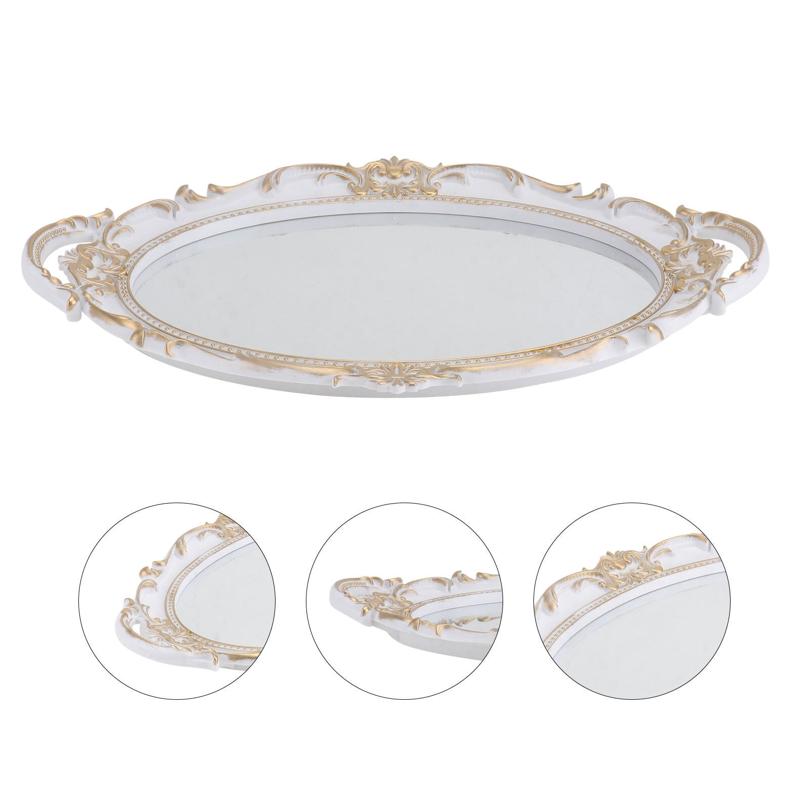 MLINS Mirror Tray Mirrored Cosmetic Perfume Vintage Decor Man White ...