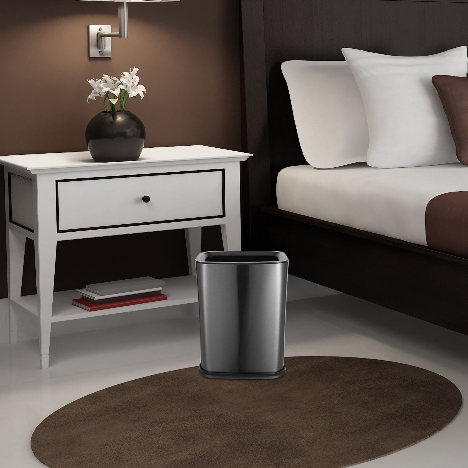 DINHEAROM Stainless Steel Trash Can Black 1Set 11.6x9.1x6.6in Kitchen ...