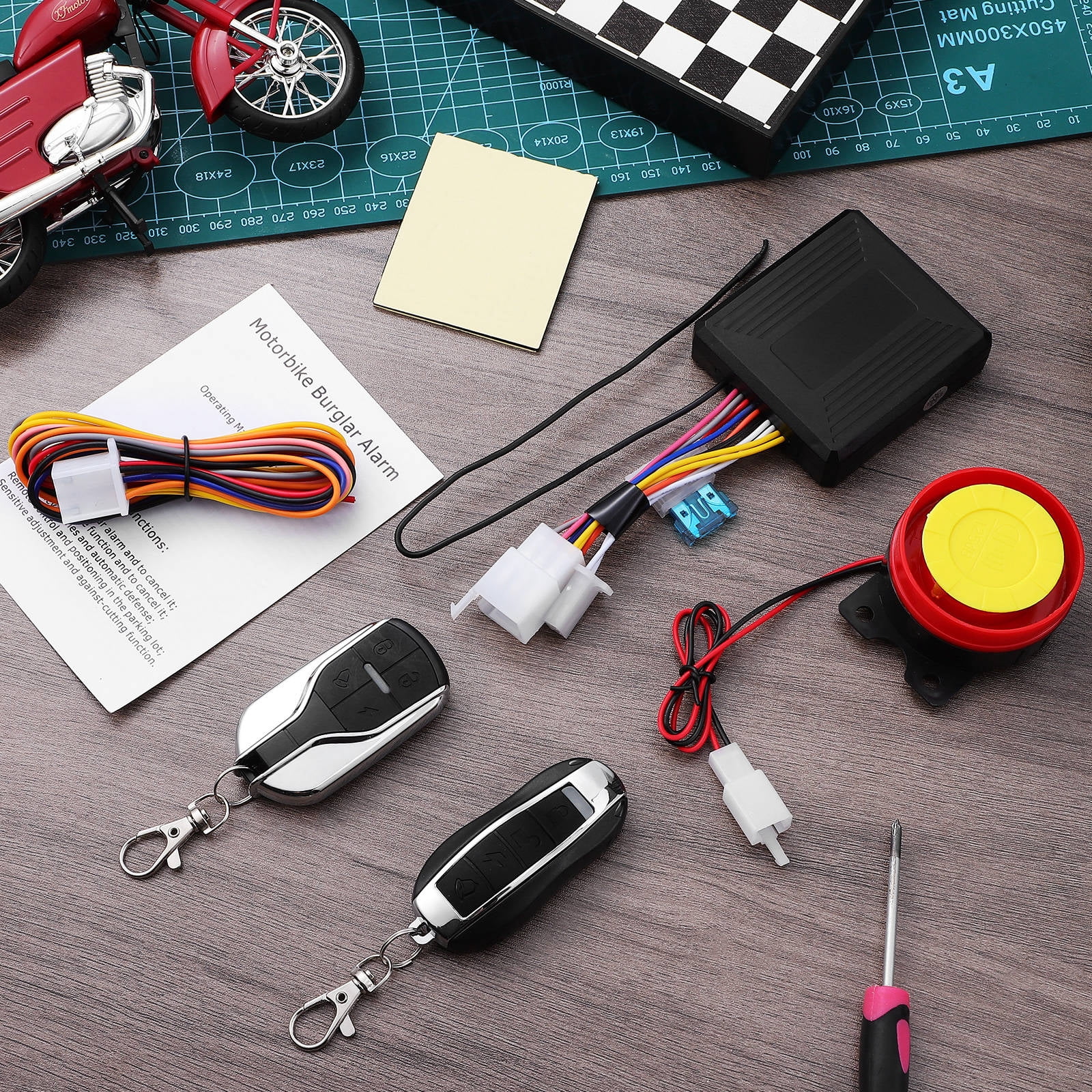 MLINS Motorcycle Alarm System with Remote Control and Loud Speaker for ...