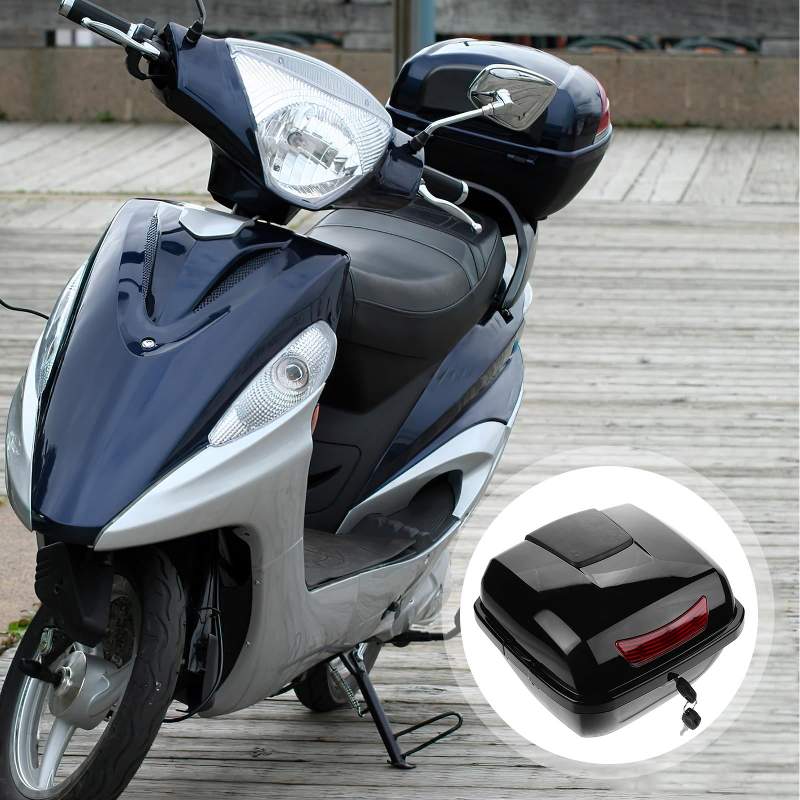 MLINS Motorcycle Rear Top Box 2pcs Scooter Trunk and Tail Box Set ...