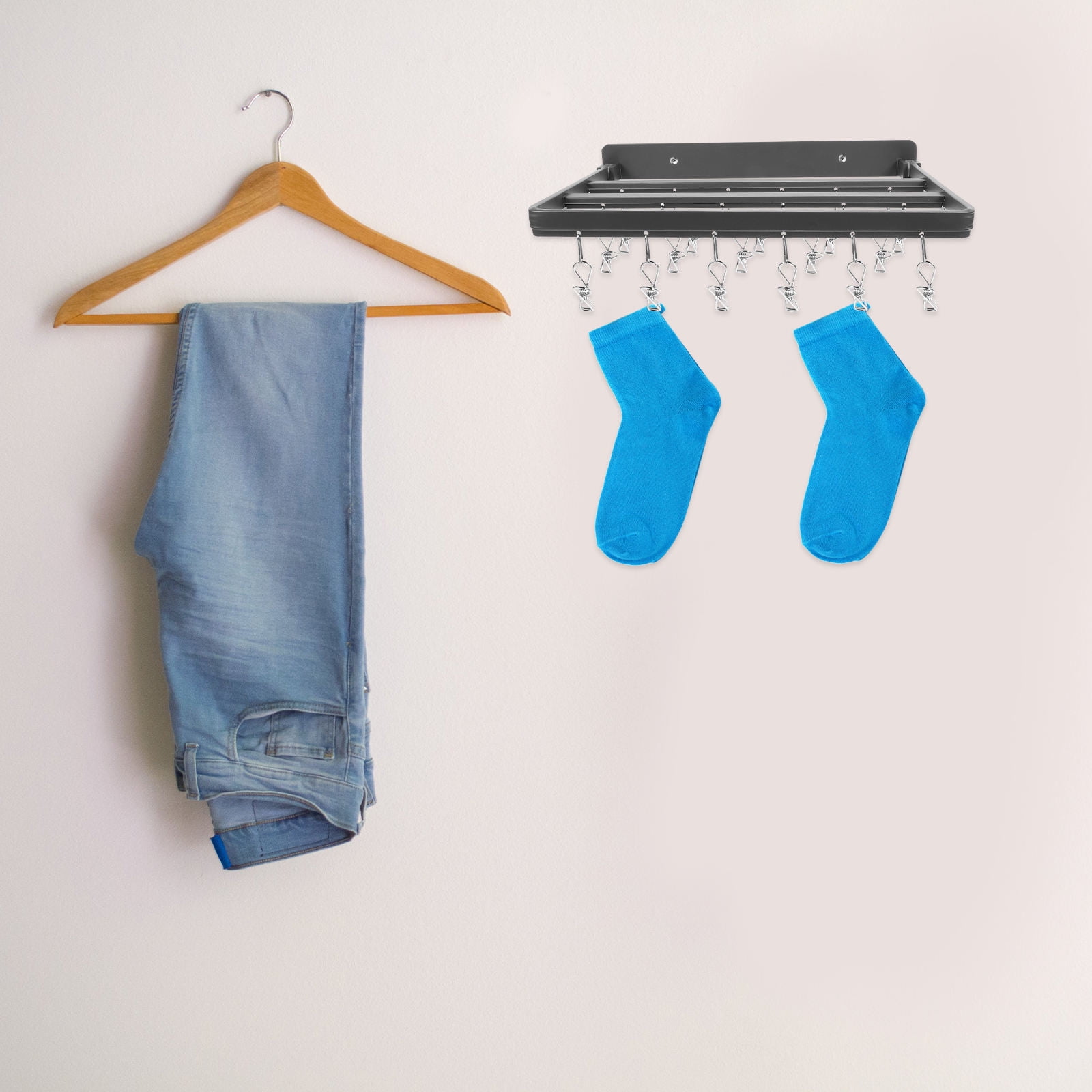 MLINS Multi-clips Drying Rack Punching Free Socks Hanging Rack ...