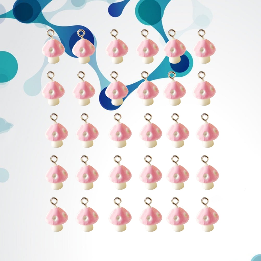 MLINS Mushroom Pendants for Jewelry Making Pink Plastic DIY Charm Set ...