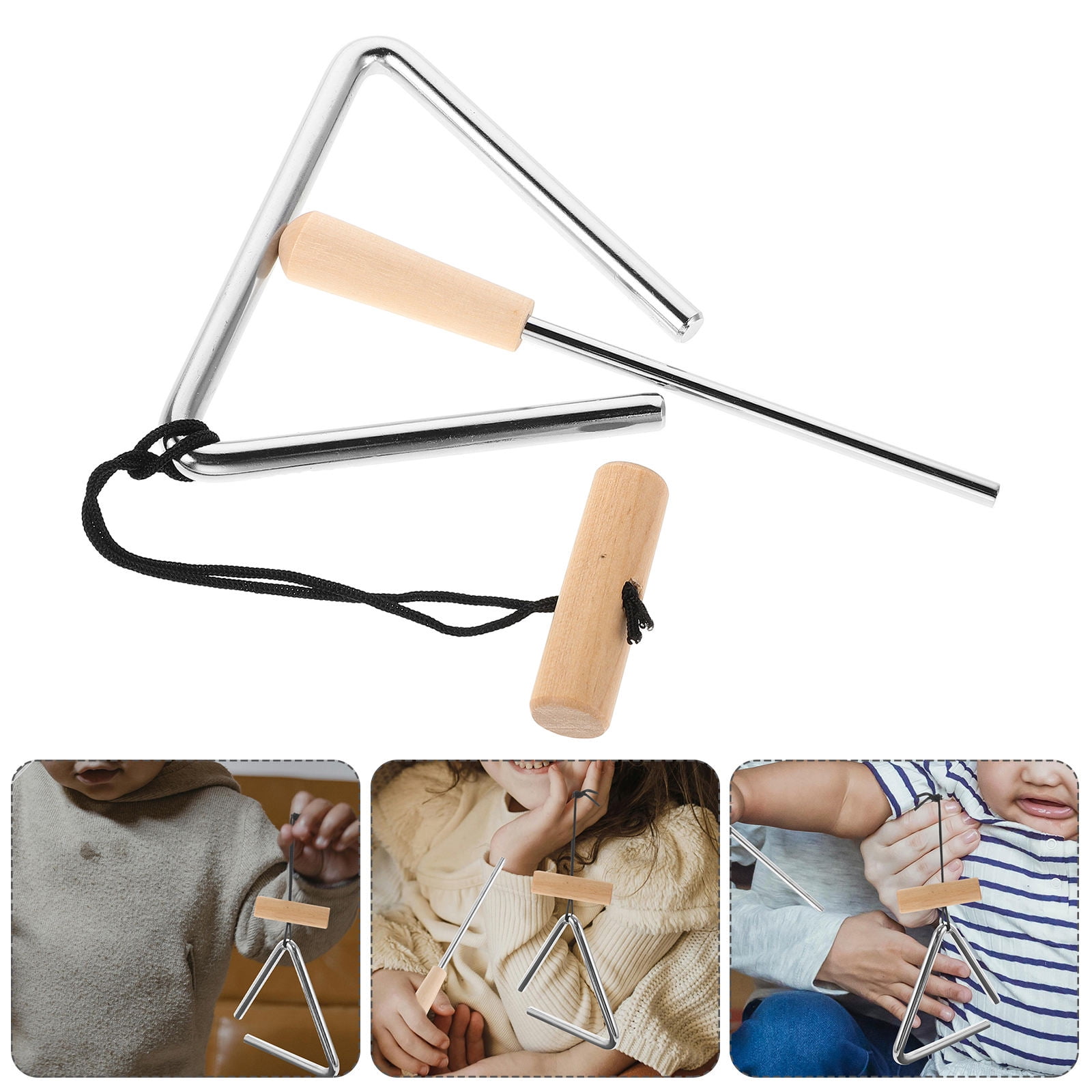 MLINS Musical Triangle Instrument 4 inch Iron Triangle Percussion Bell With Striker Rhythm Iron ...