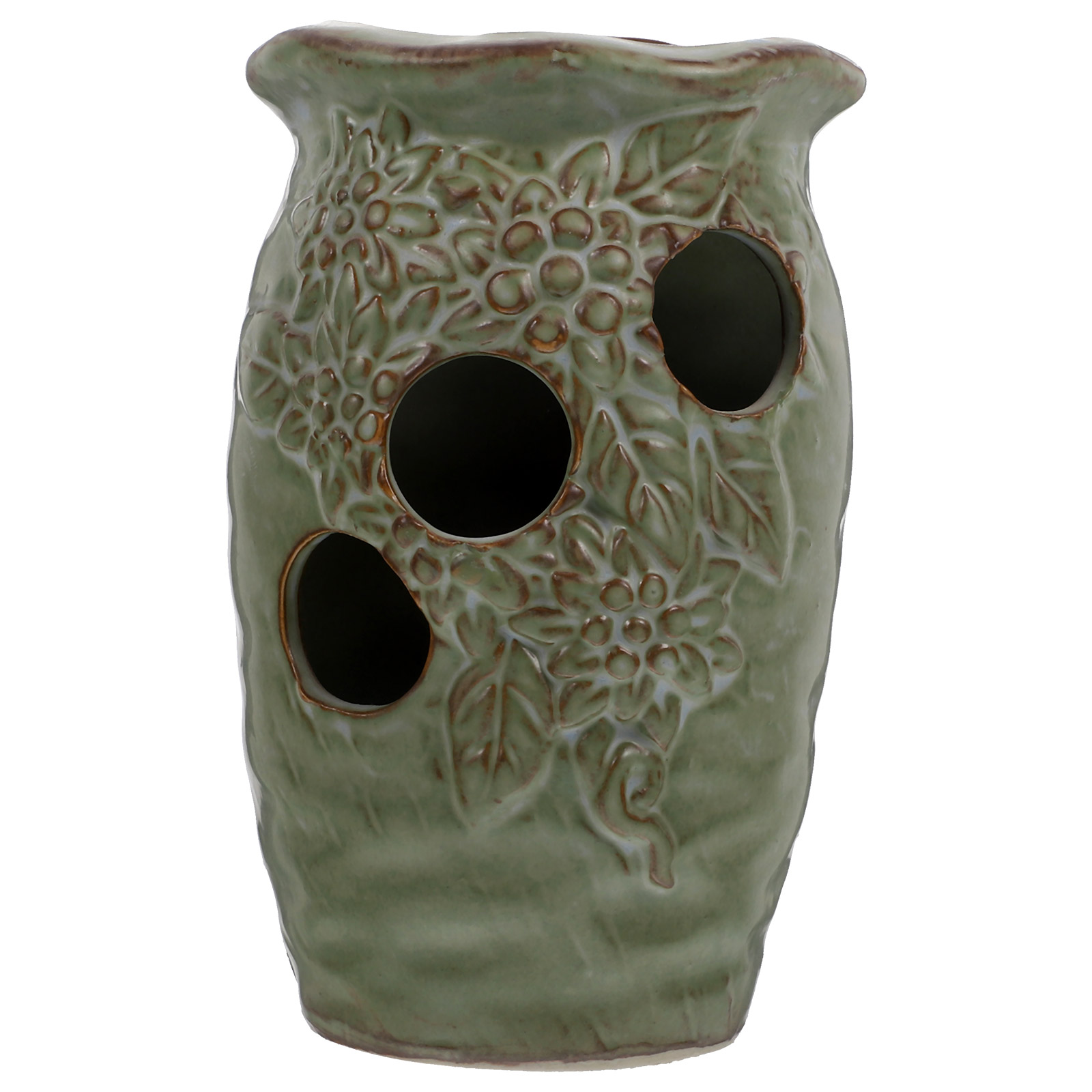 MLINS Olive Green Pottery Planter with Unique Openings for Small Spaces ...