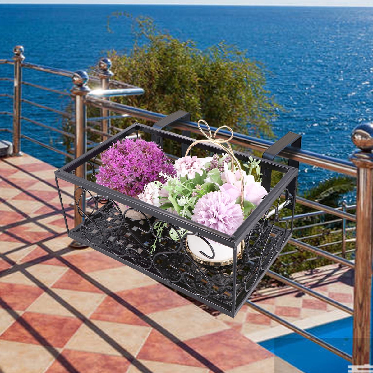 MLINS Outdoor Hanging Flower Stand Balcony Railing Plant - Walmart.com