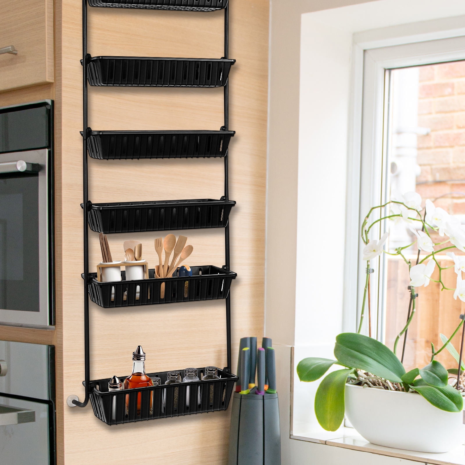 MLINS Over Door Pantry Organizer Basket Hanging Spice Rack Organizer 7 ...
