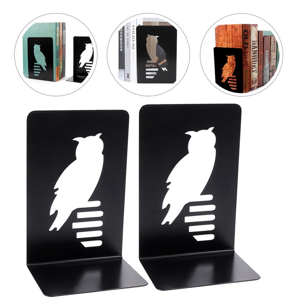 MLINS Owl Book Stoppers Black Iron Bookends for Organizing Use in Study ...