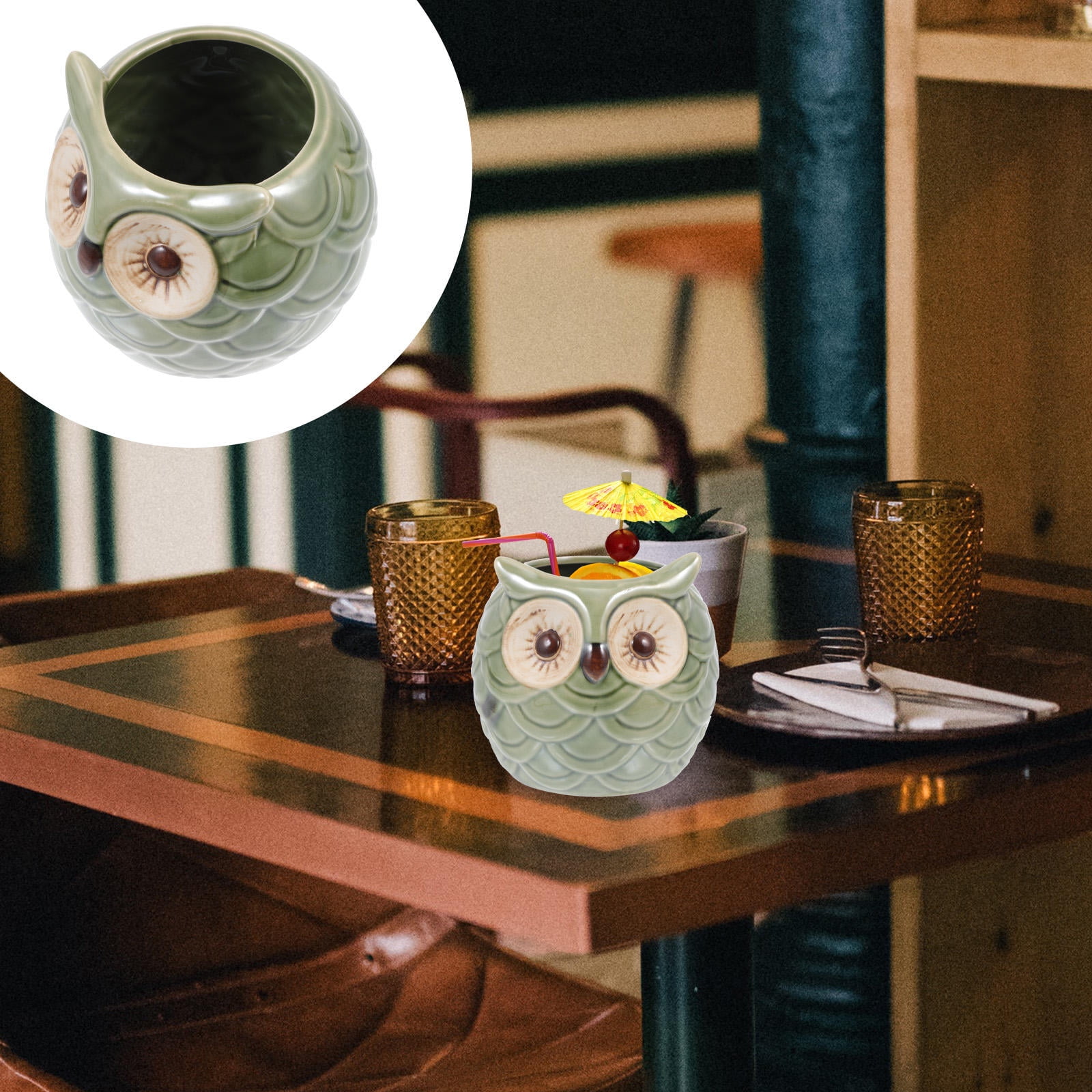 MLINS Owl Wine Glass Cocktail Cups Blue Exotic Glasses Banquet Green ...