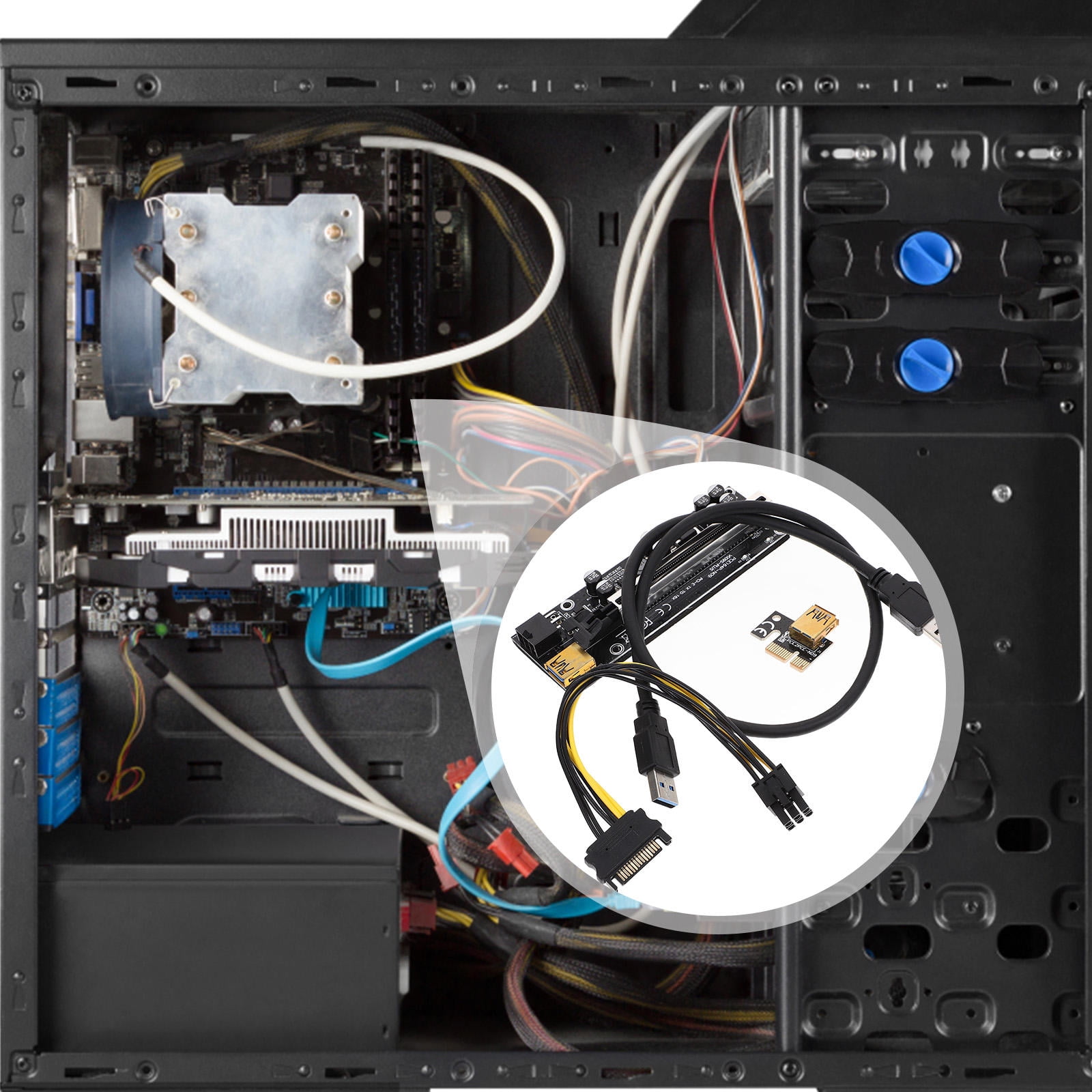 MLINS PCB Riser Card for Computer with LED Indicators and Fixation ...