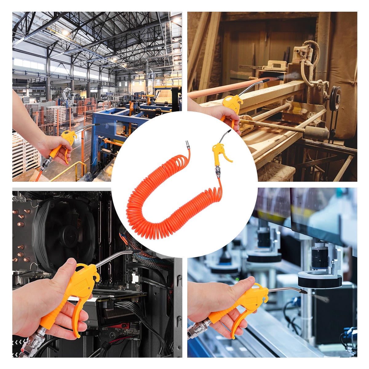 MLINS PU Pneumatic Hose Set 8x5mm 15 Meter Air Compressor Spring Hose ...