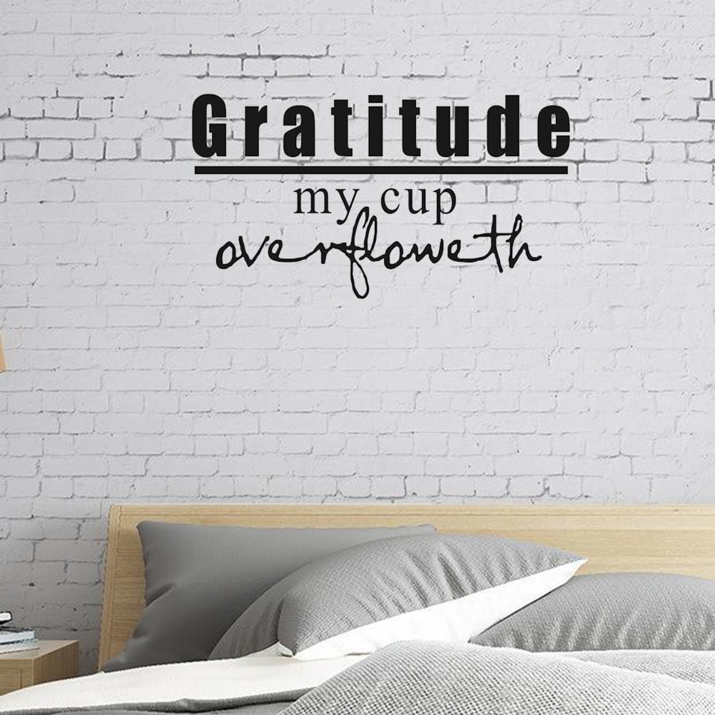 MLINS PVC Wallpaper Gratitude English Words Art Sticker for Bedroom ...