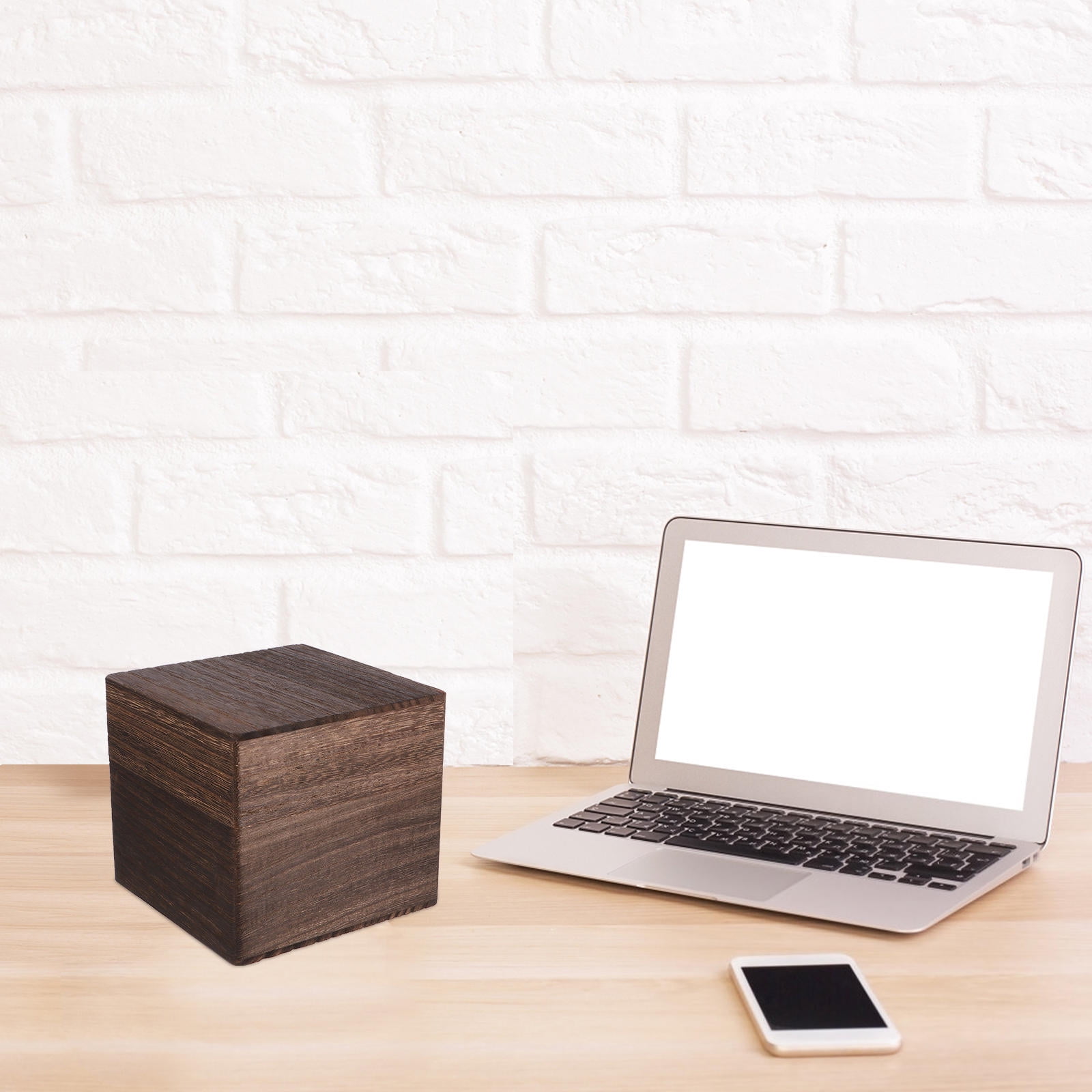 DINHEAROM Brown Wooden Box For Storing Cookies 1Pack 4.8X4.8X4In ...