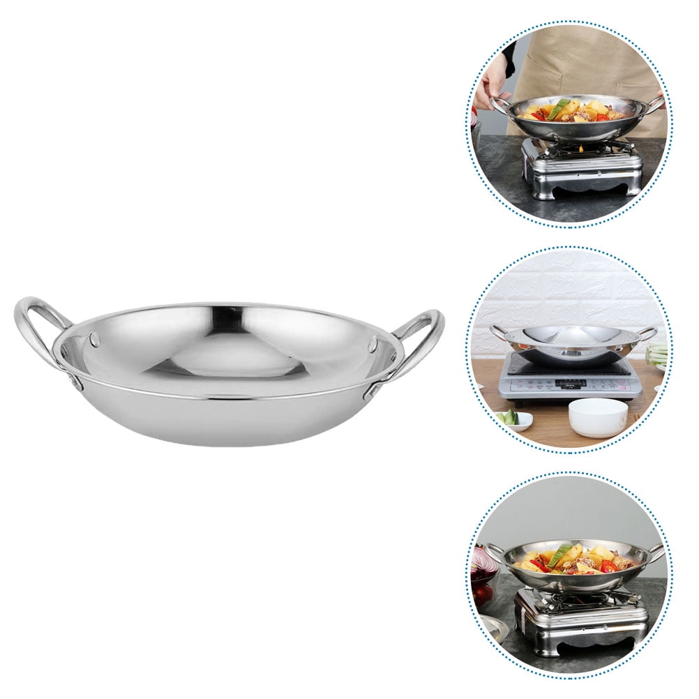 MLINS Pan Round Bottom Hot Pot Restaurant Cookware Double Handle ...