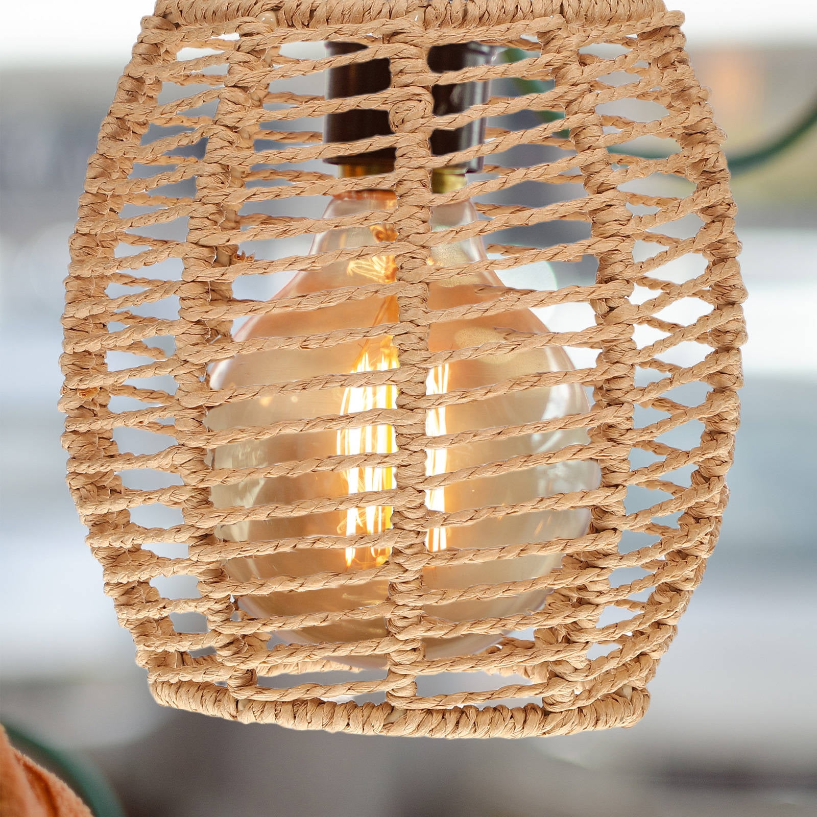 DINHEAROM Boho Lampshade Khaki For Barbecue Shop 1Set 5.9X4.3X4.3In ...