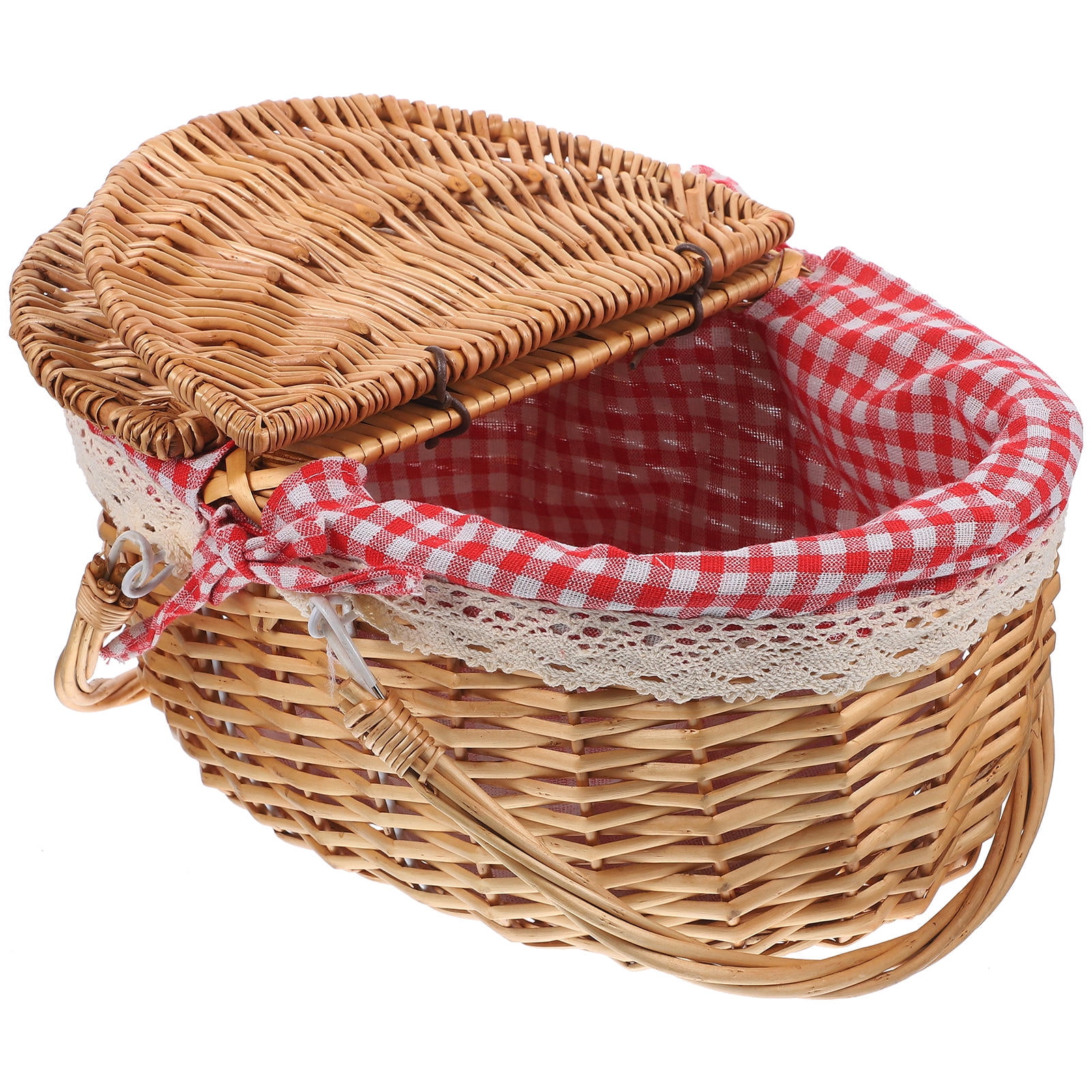 MLINS Picnic Basket with Handles and Lid Wicker Woven Basket Rustic ...