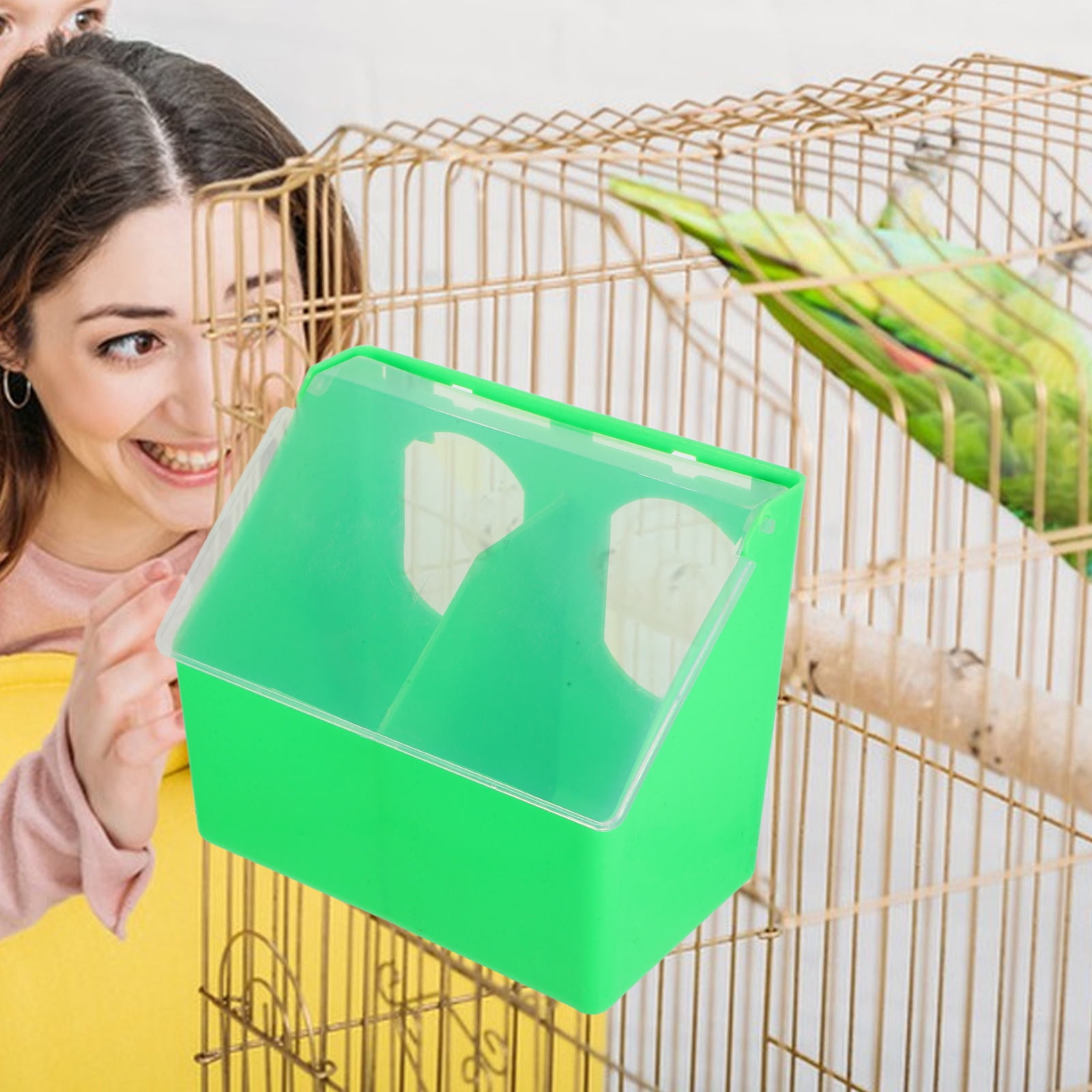 MLINS Pigeon Hanging Feeder With Lid Dual Compartments Bird Cage Feeder ...