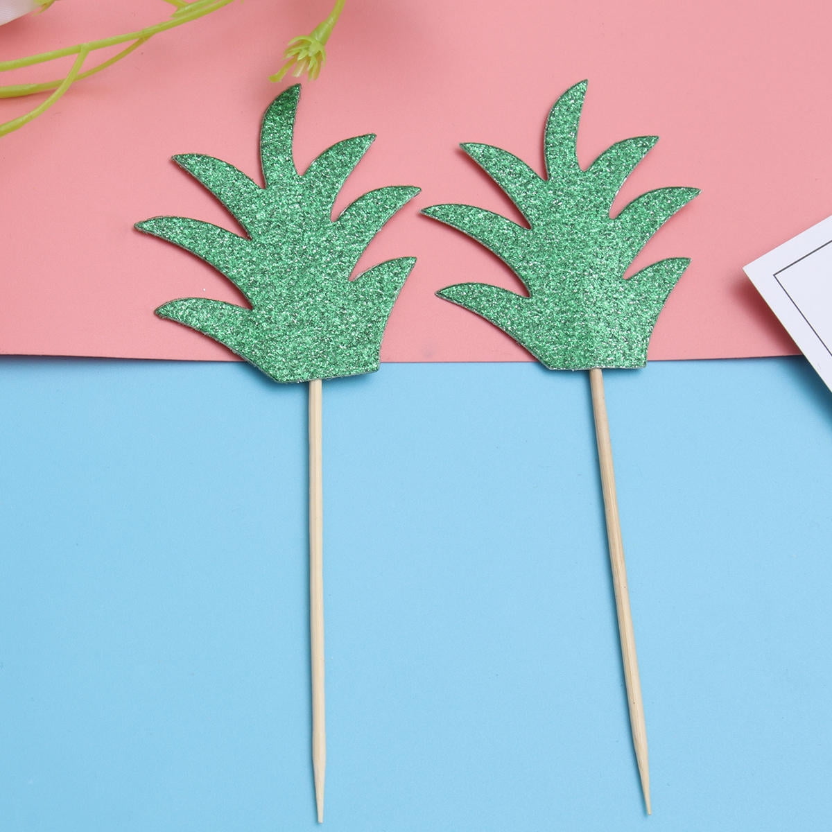 MLINS Pineapple Leaf Cake Toppers for Decoration with Funny Paper Picks ...