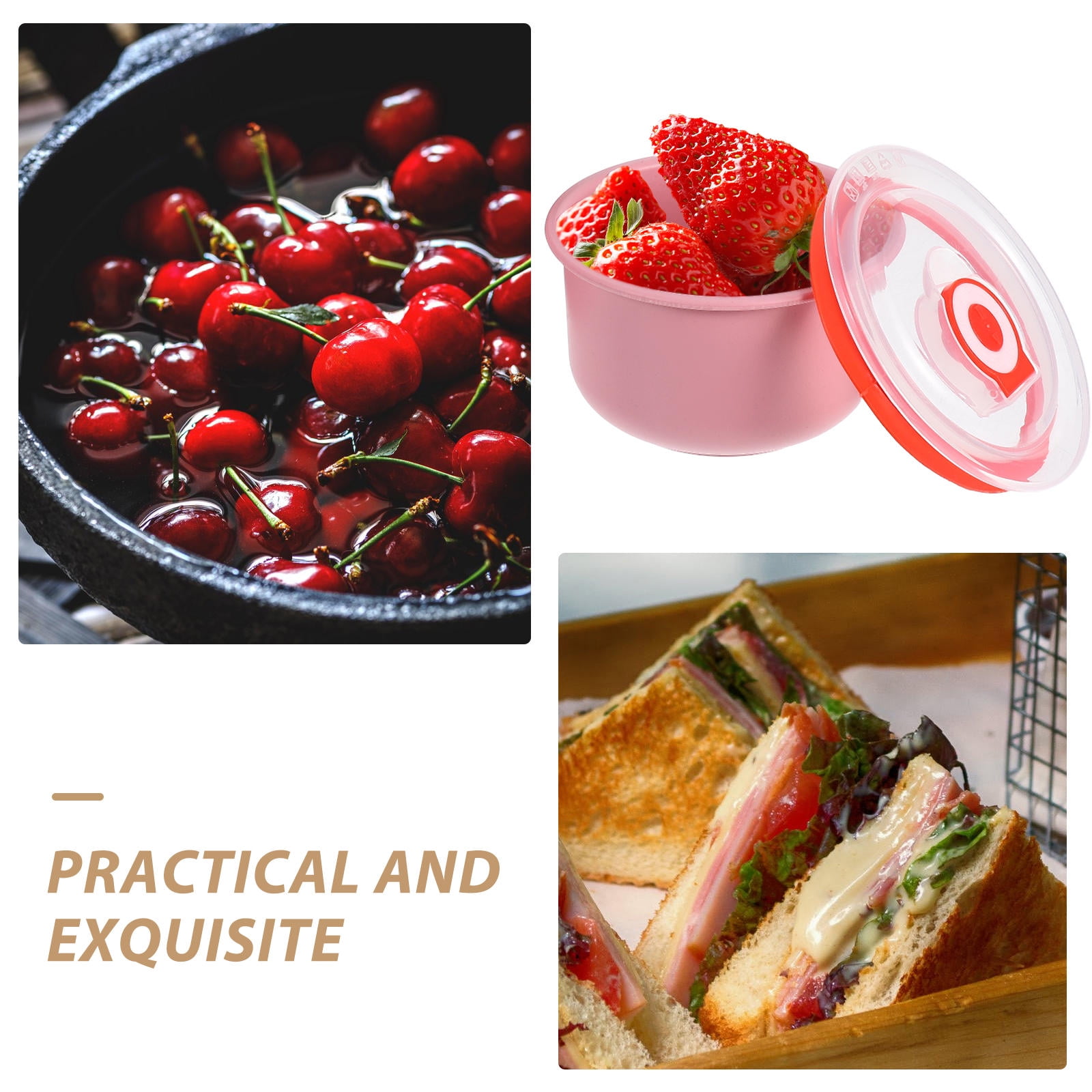 DINHEAROM Temperature Resistant Food Storage Containers PP Pink 3pcs ...