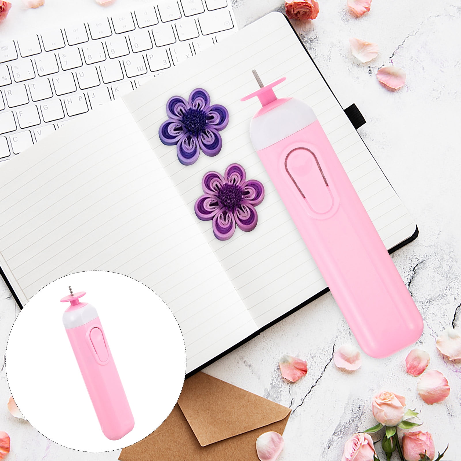 MLINS Pink Electric Quilling Pen for Decor Craft DIY with Ergonomic ...