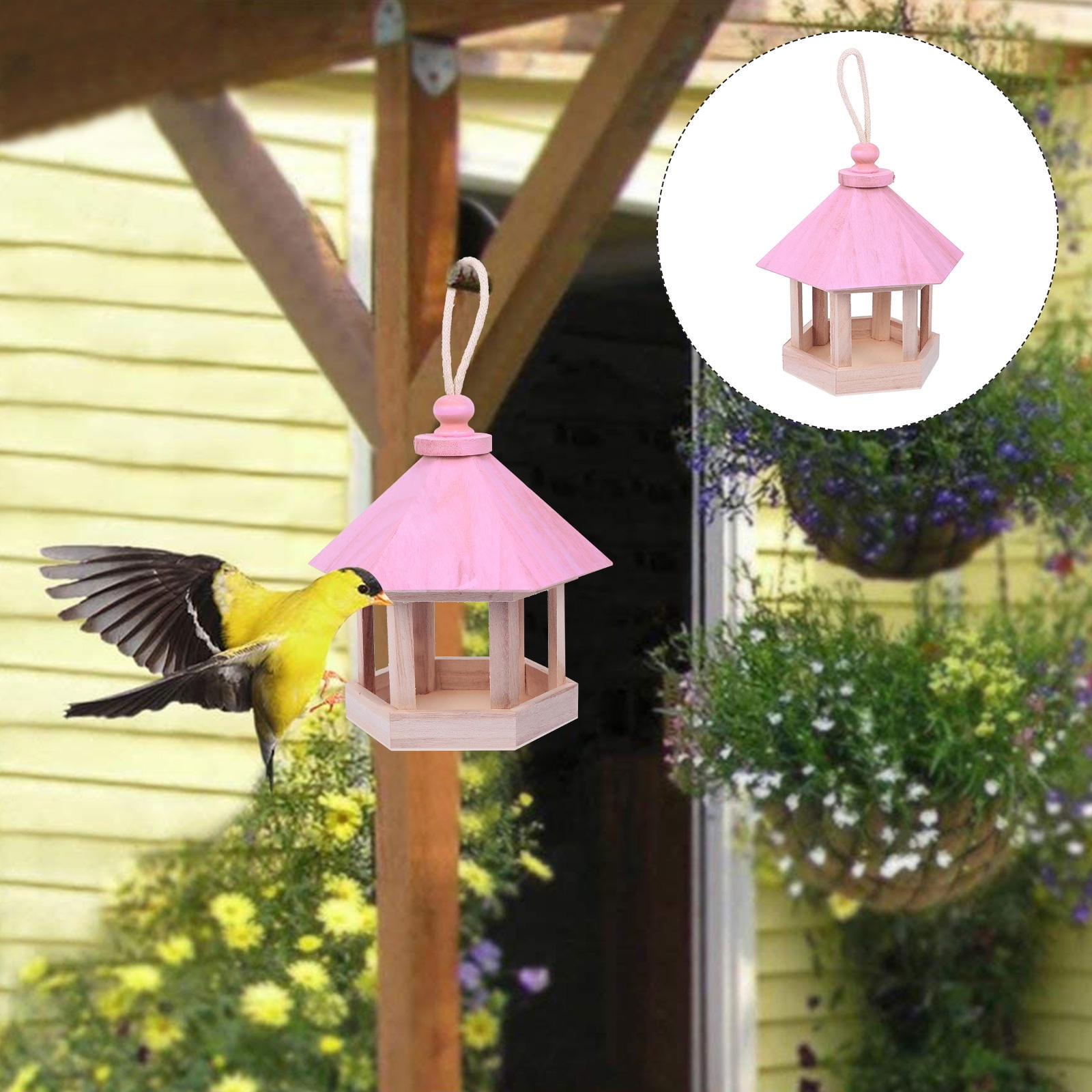 MLINS Pink Hanging Bird Nest for DIY Pet House with Thick Rope for Wall ...